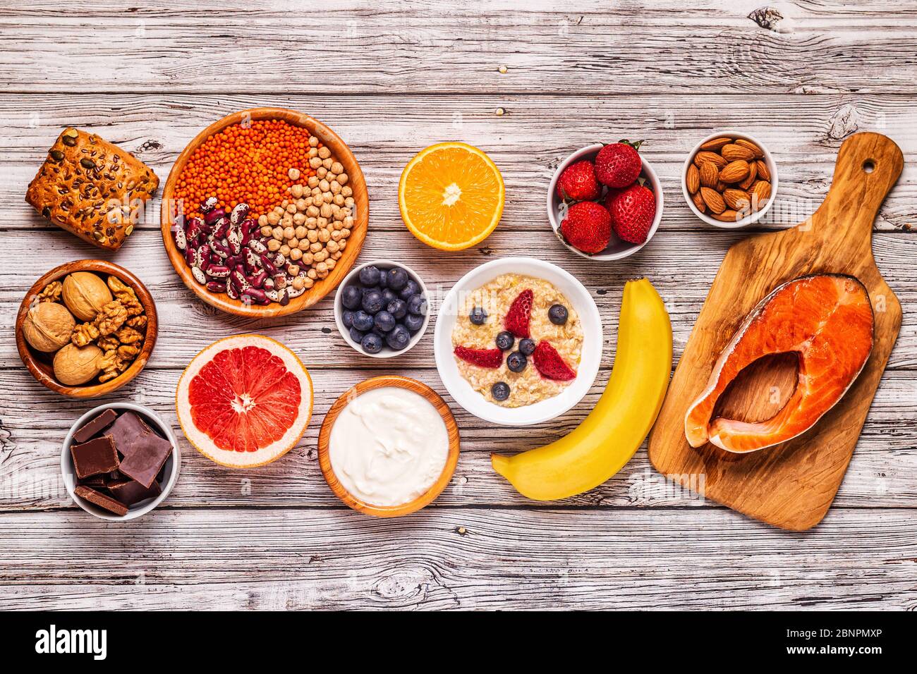 Foods for Improving Mental Health and Wellness Stock Photo - Alamy