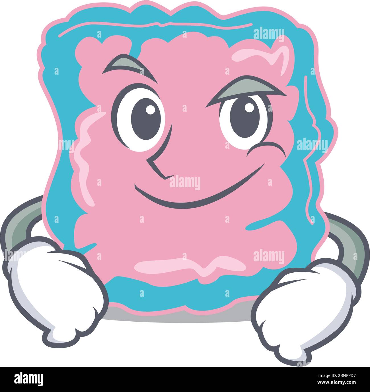 A cute arrogant caricature design of intestine having confident gesture ...