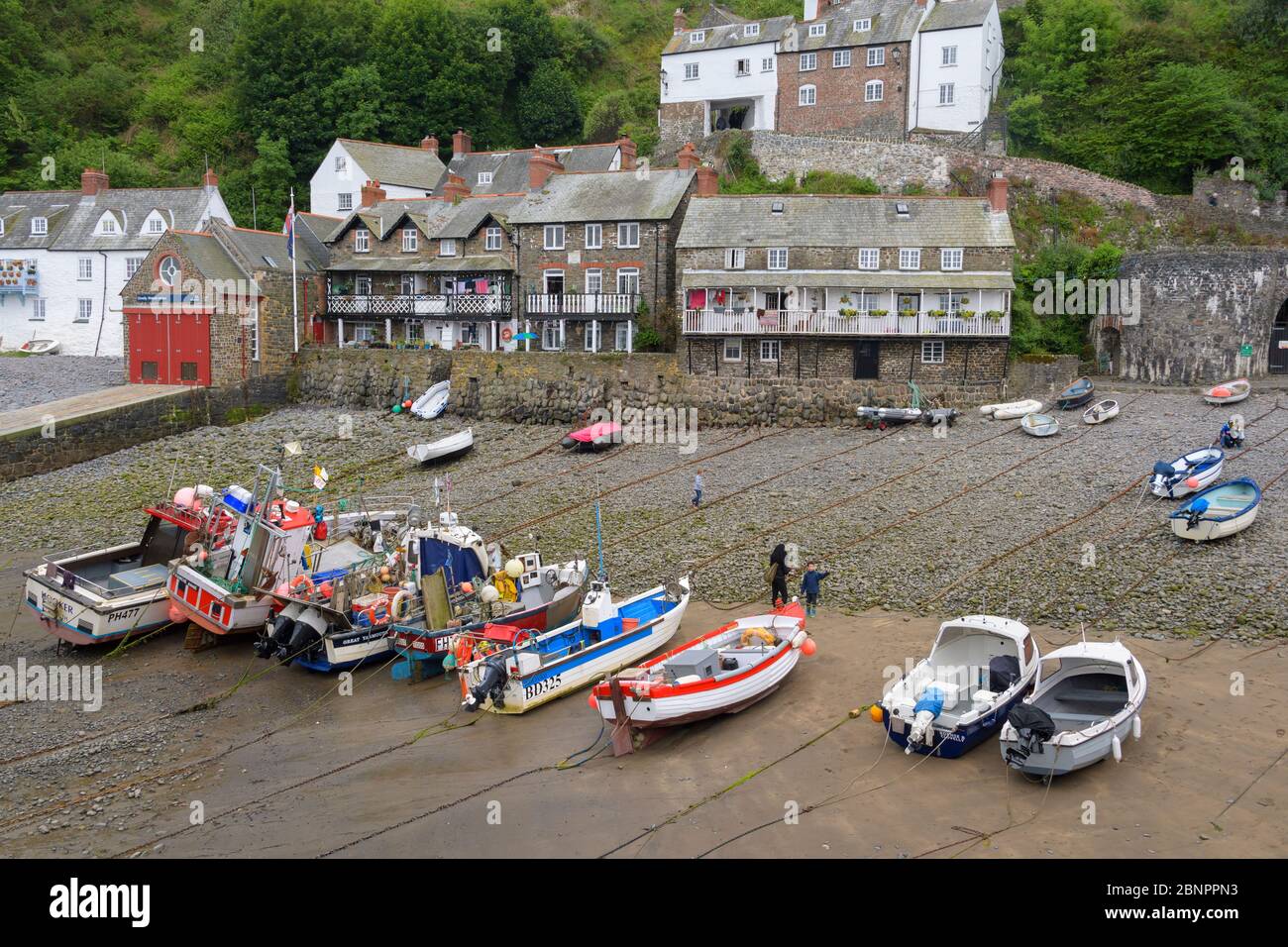 Harbor at low tide, Clovelly, Devon, South West England, England ...