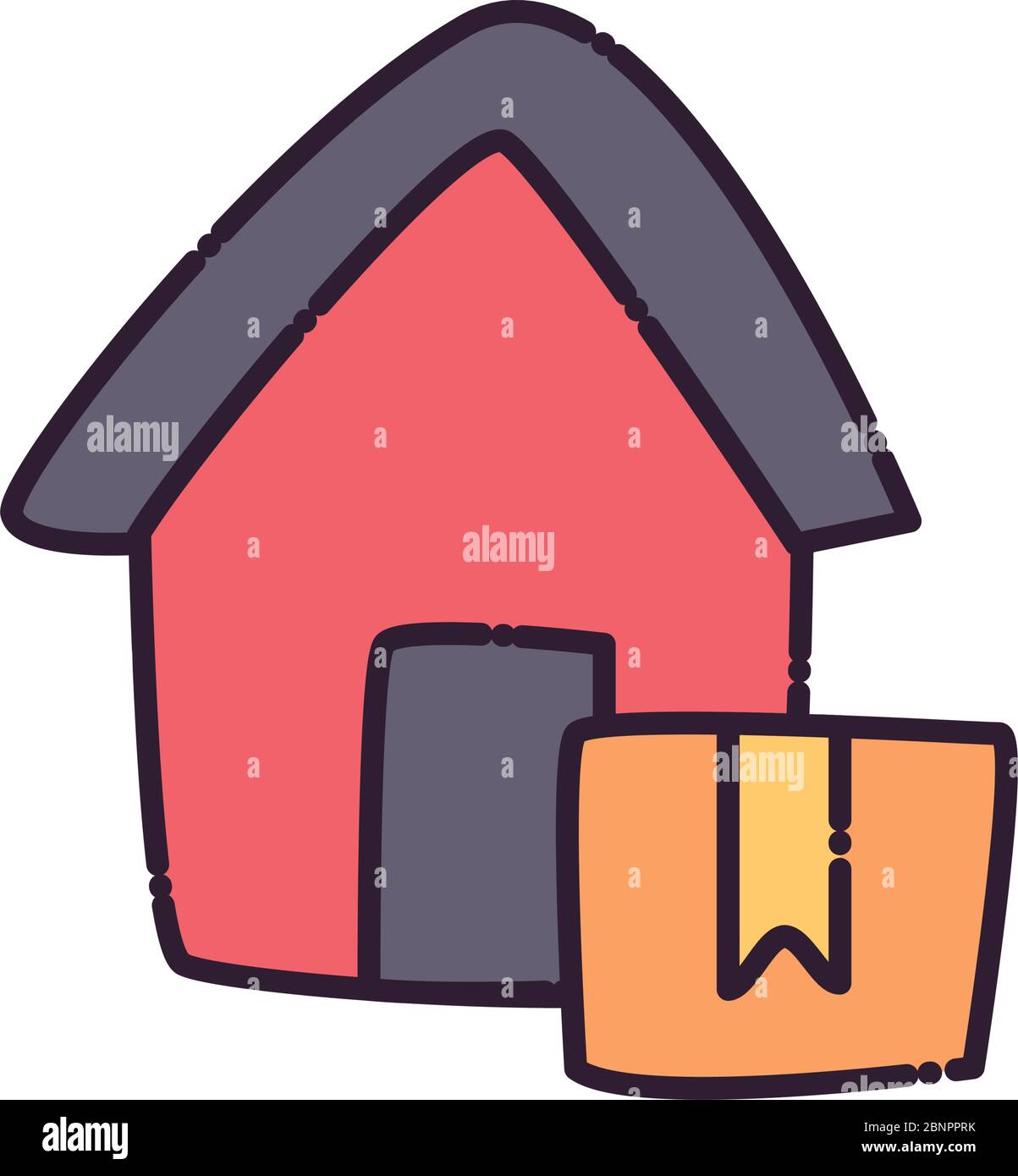 Box in front of house flat style icon design, Delivery logistics and ...