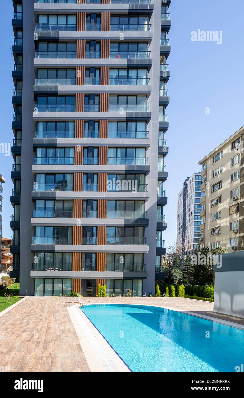 Modern, Luxury Apartment Building Background Stock Photo - Alamy