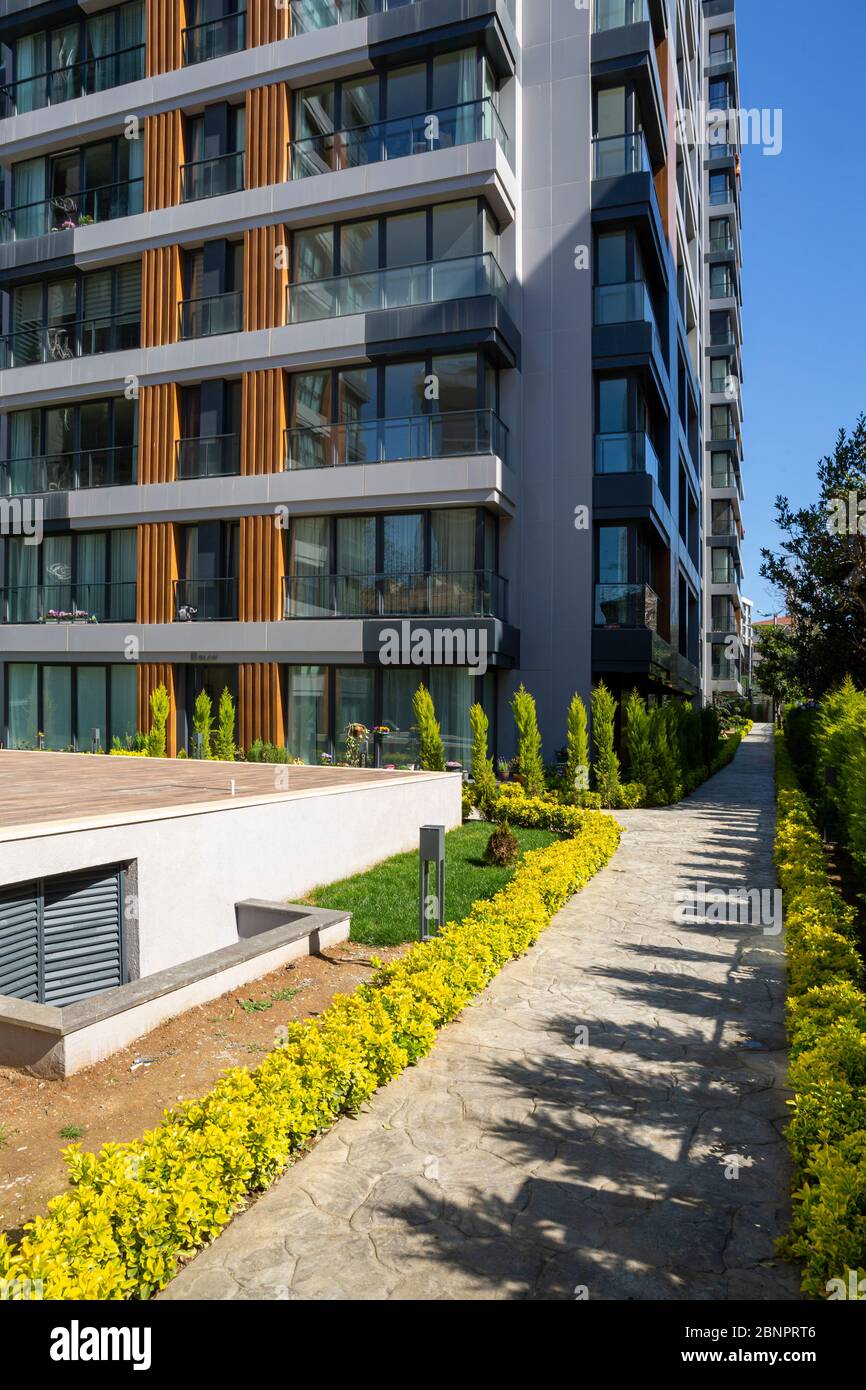 Modern, Luxury Apartment Building Background Stock Photo - Alamy