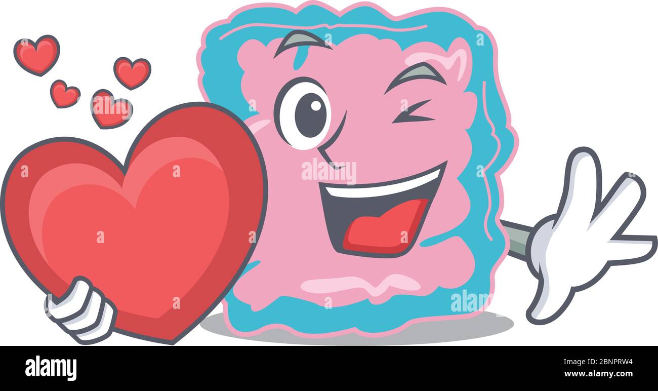 A sweet intestine cartoon character style holding a big heart Stock ...