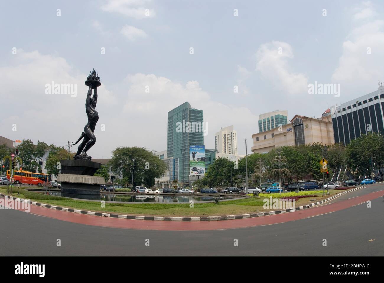 Roundabout with Patung Pemuda (Youth Monument also known as the Pizza ...