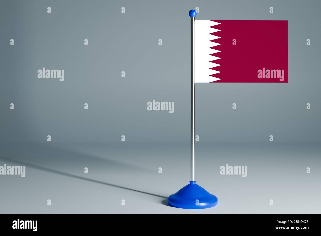 The 3d rendering realistic national flag of Qatar a on steel pole on ...