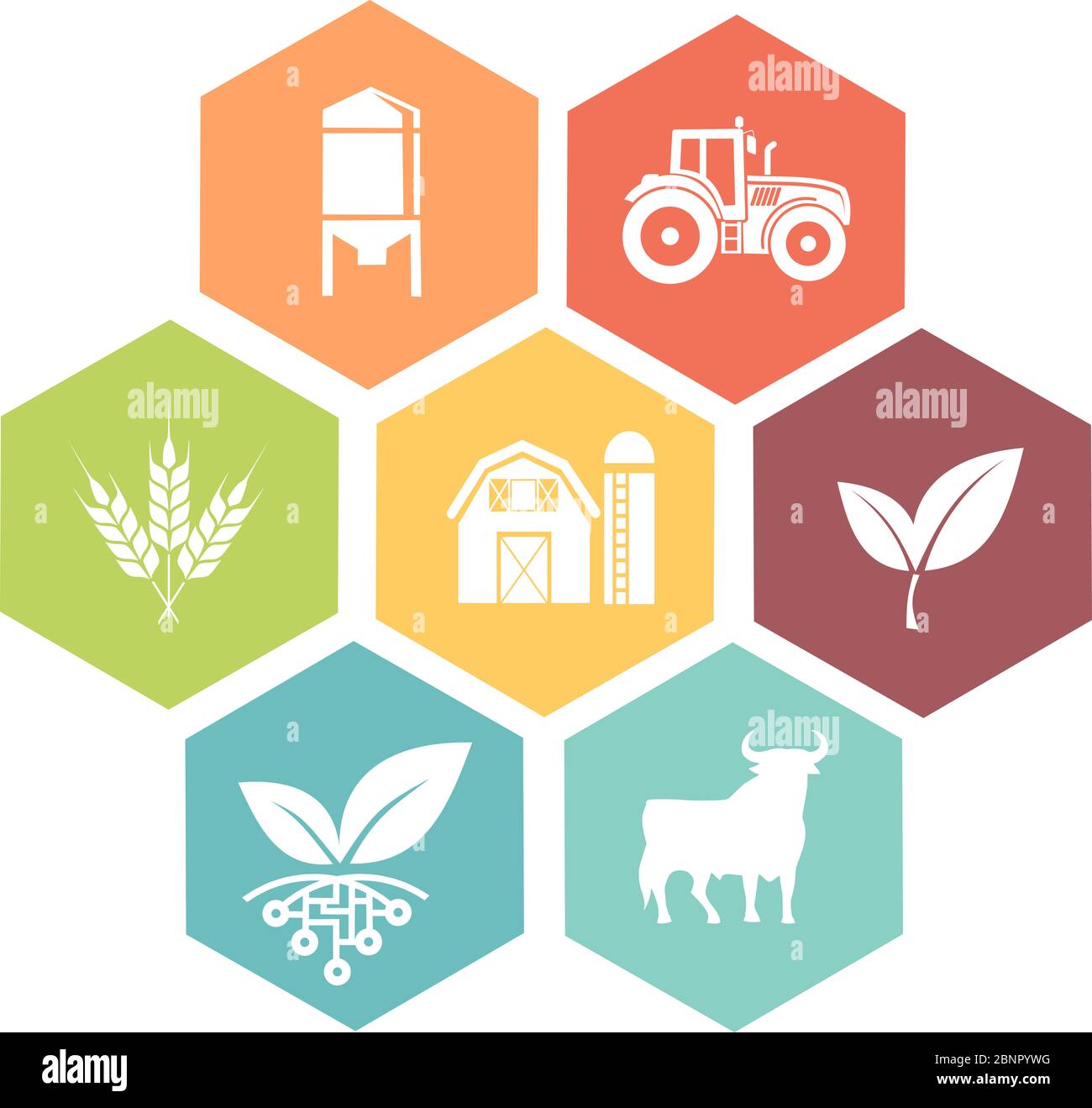 Icon of various symbols of agriculture Stock Photo - Alamy