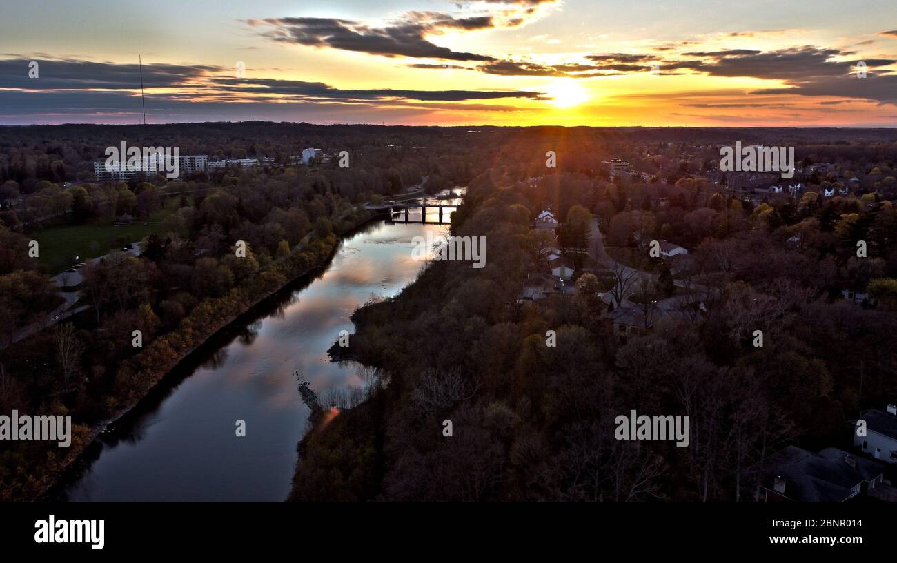 London Ontario Thames River Dam Sunset Aerial Stock Photo - Alamy