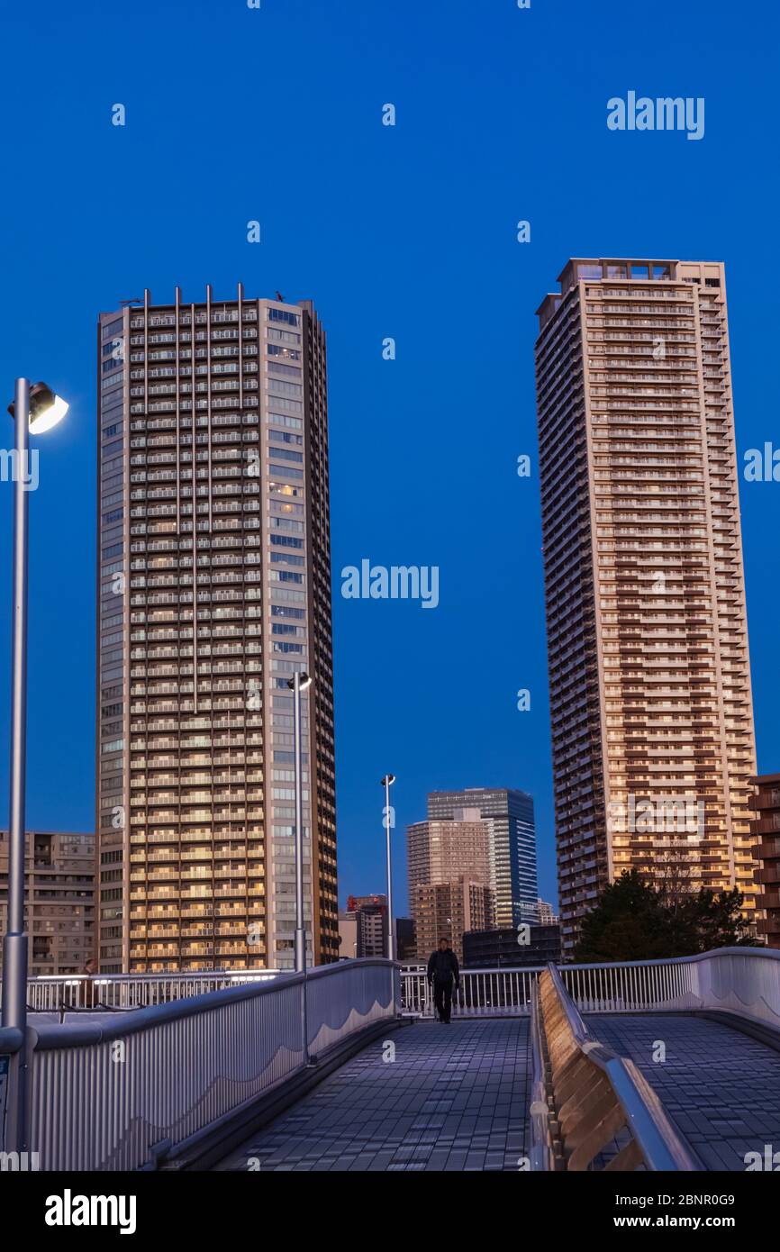 Japan, Honshu, Tokyo, Toyosu, Shinonome Waterfront High-rise Apartments ...