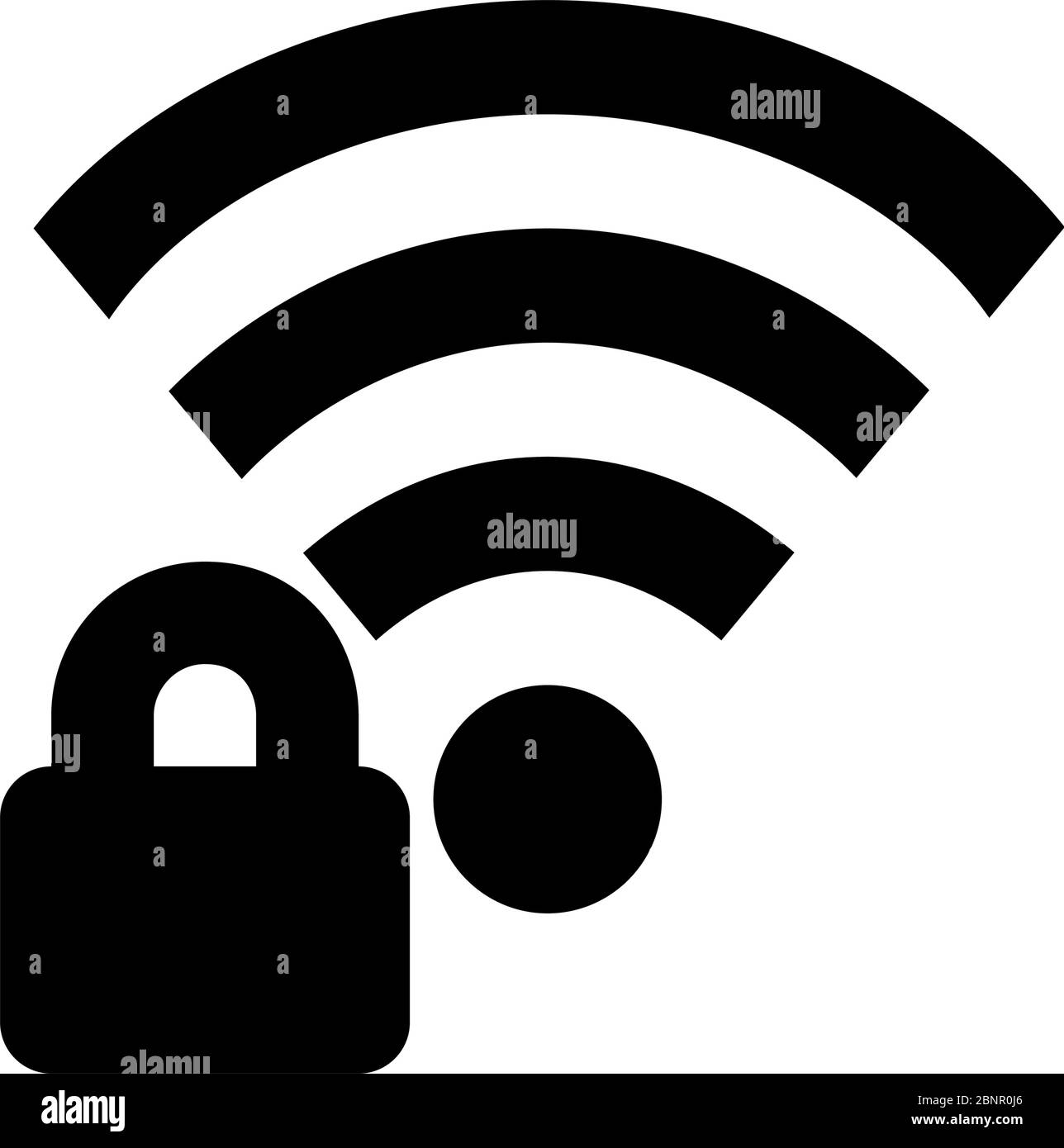 Secure wifi icon, network protection, password locked vector graphics ...