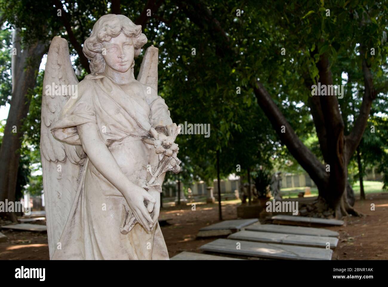 Angel statue Tombstone in Kebon Jahe cemetery, Jakarta, Indonesia Stock ...