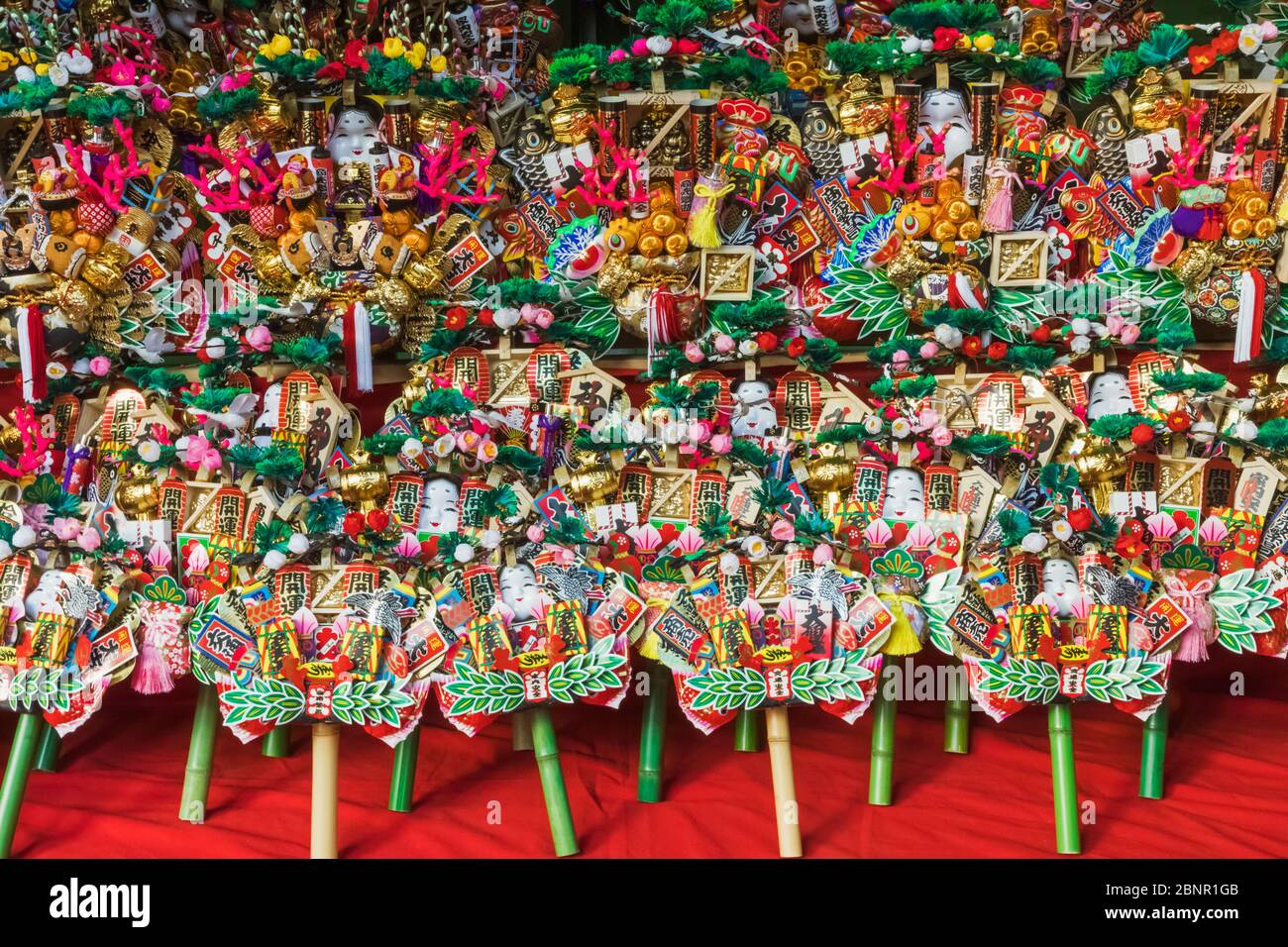 Japan, Honshu, Tokyo, Taito-ku, Otori Shrine, Decorative Good Luck ...