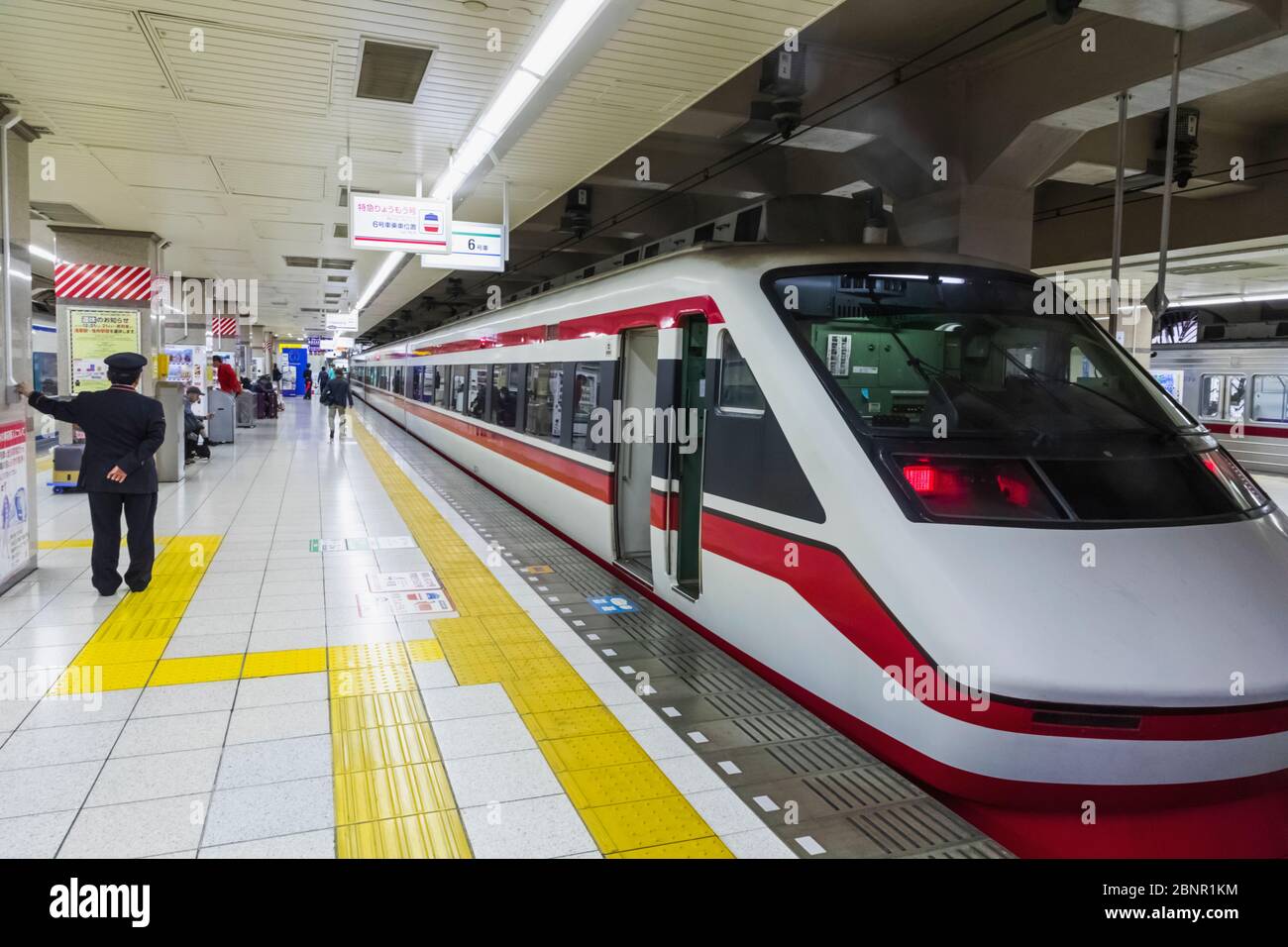 Japan, Honshu, Tokyo, Asakusa Station, Tobu Railways Platform and Train ...