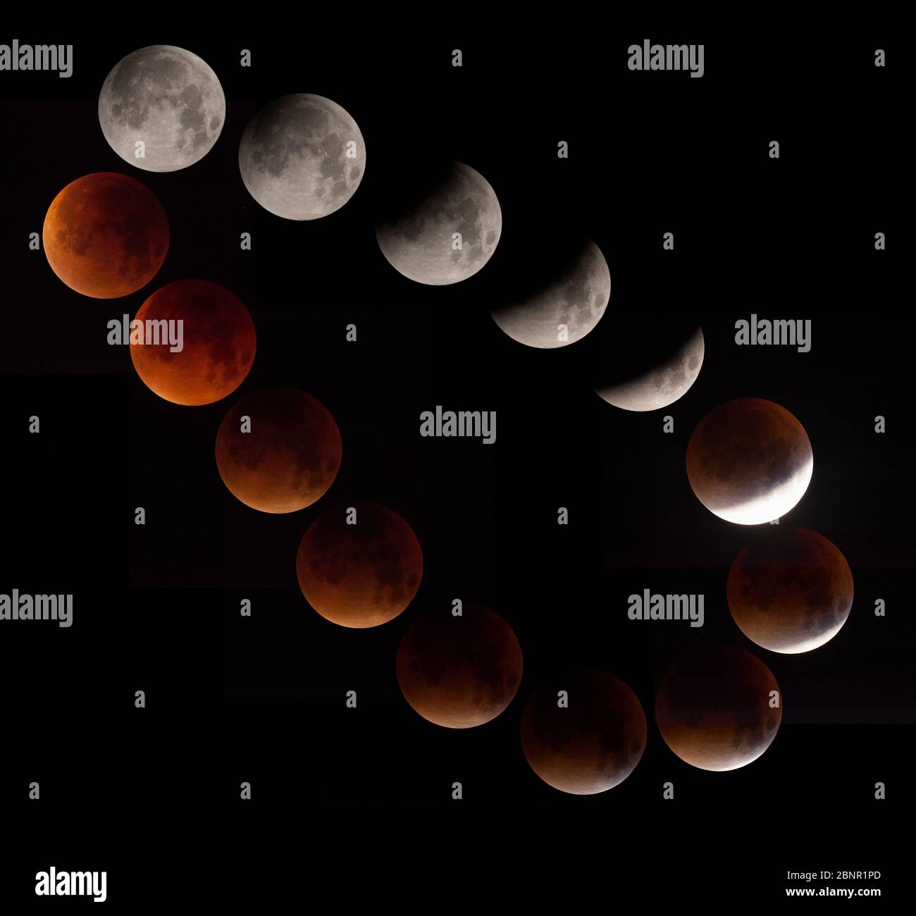 London, UK. 28th October 2015. Total lunar eclipse sequence Stock Photo ...