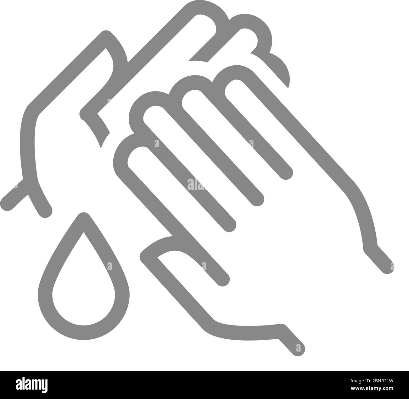 Cleaning hands with disinfectant drop line icon. Hand disinfection ...