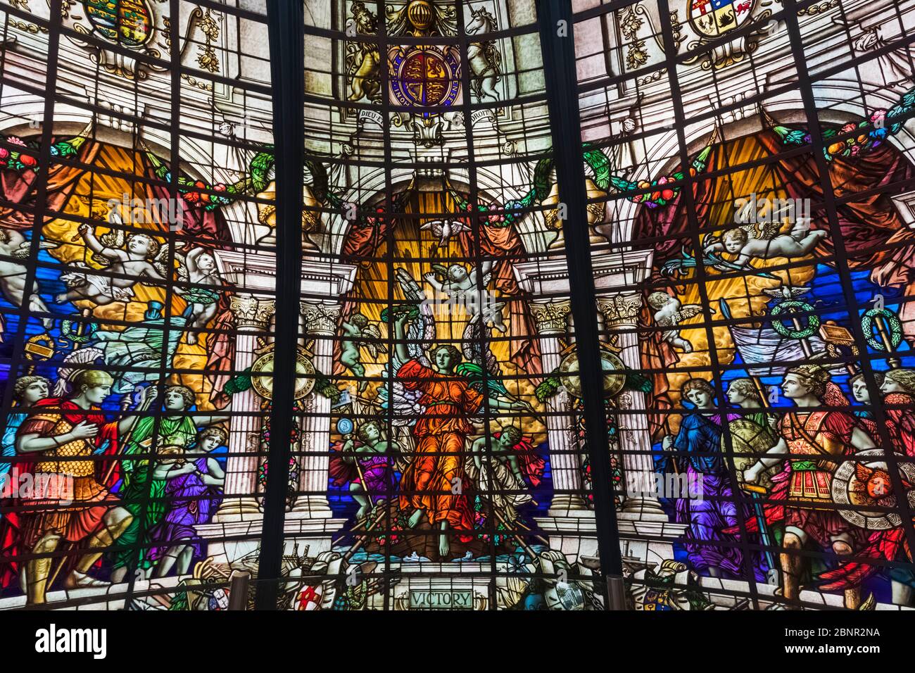 Display of stained glass windows from the baltic exchange hi-res stock ...