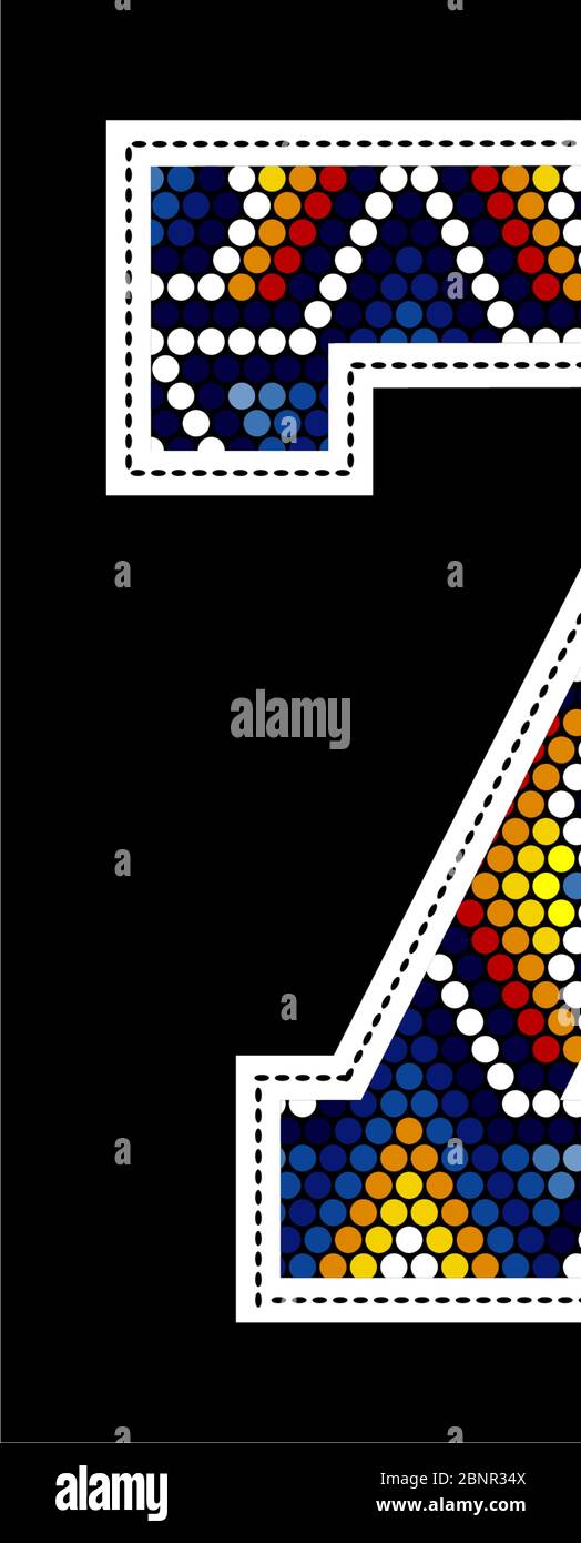 number 7 with colorful dots abstract design inspired in mexican huichol ...