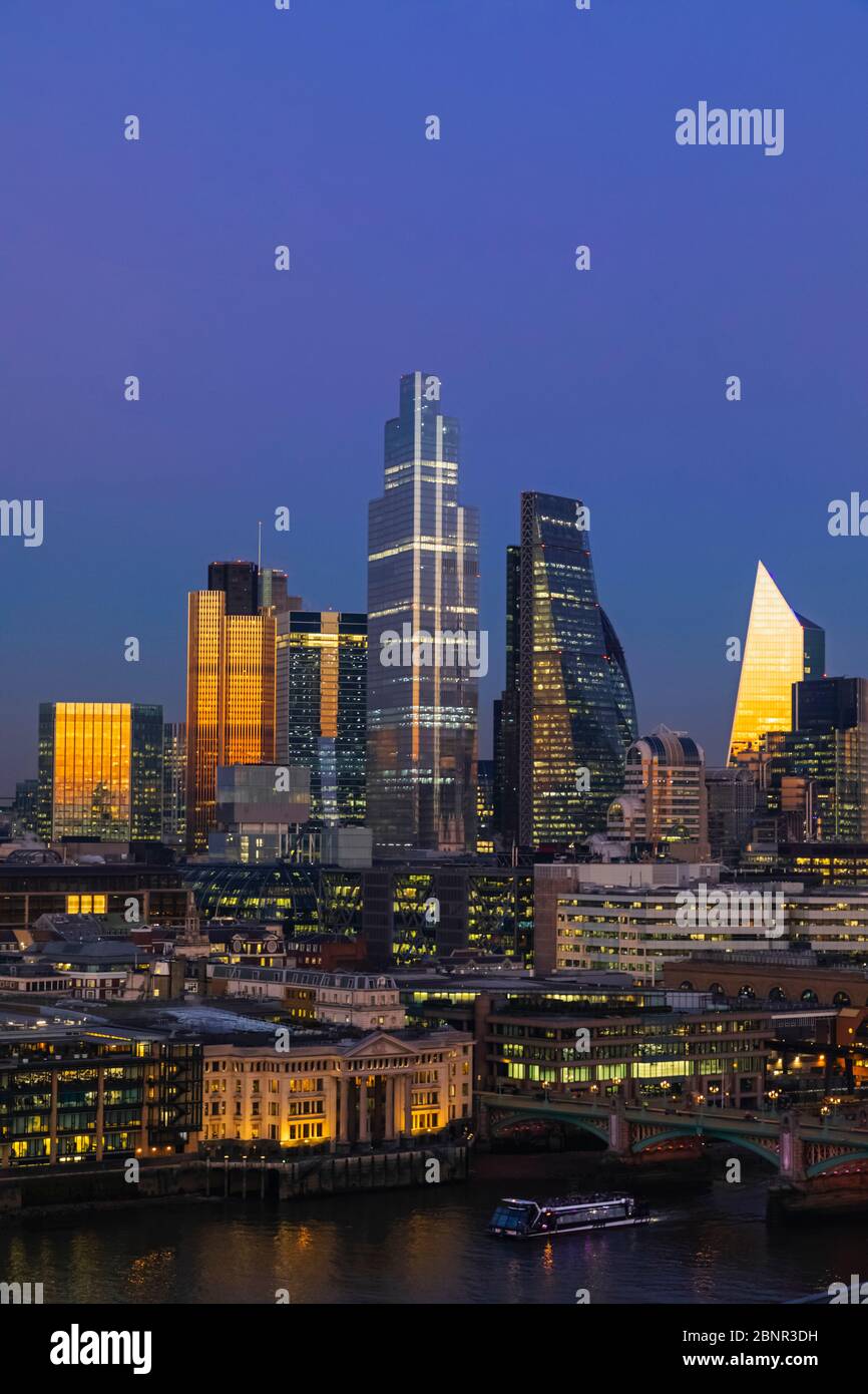 England, London, City of London Skyline showing Modern Skyscrapers ...