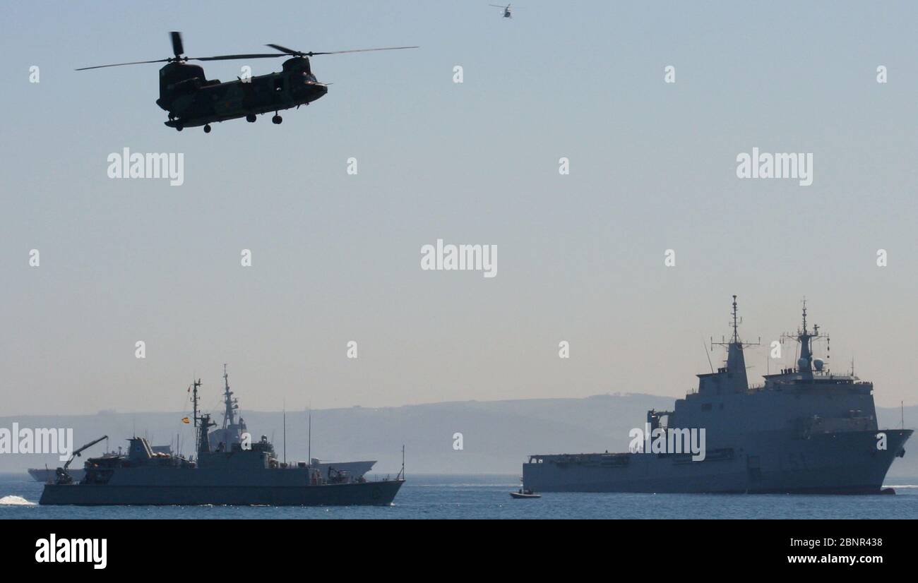 Series 51 of 165 Spanish ship Galicia Minehunter Sella with Chinook and ...