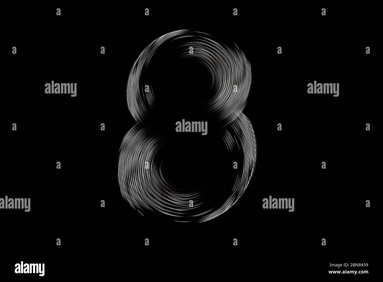 The number 8 is composed of black, white and gray gradient lines Stock ...