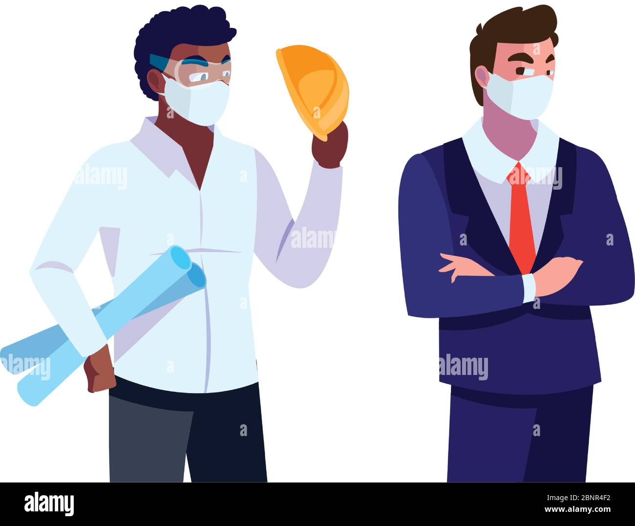 people engineer and executive with mask vector illustration design ...