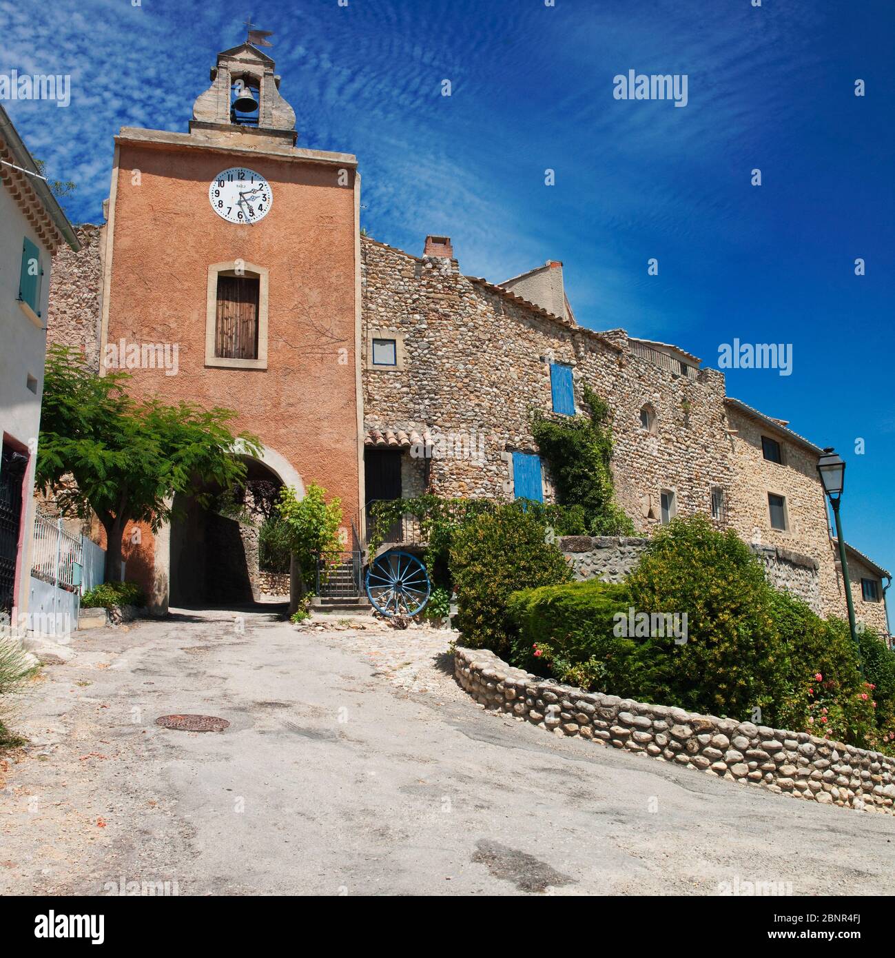 Traditional architecture under summer sky at Rasteau village in the ...