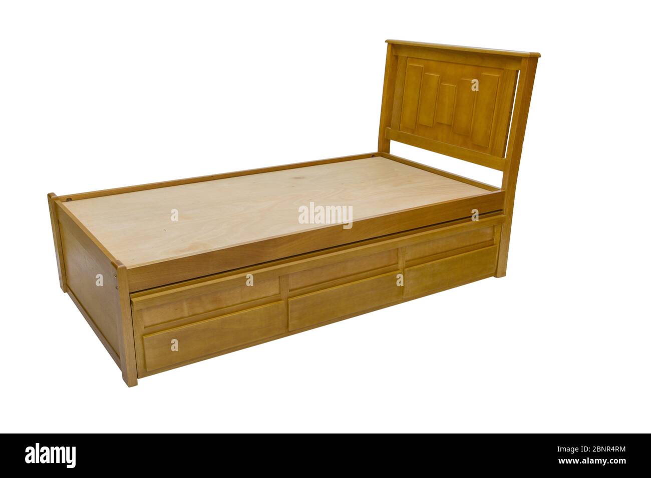 wooden double bed isolated on white background Stock Photo - Alamy