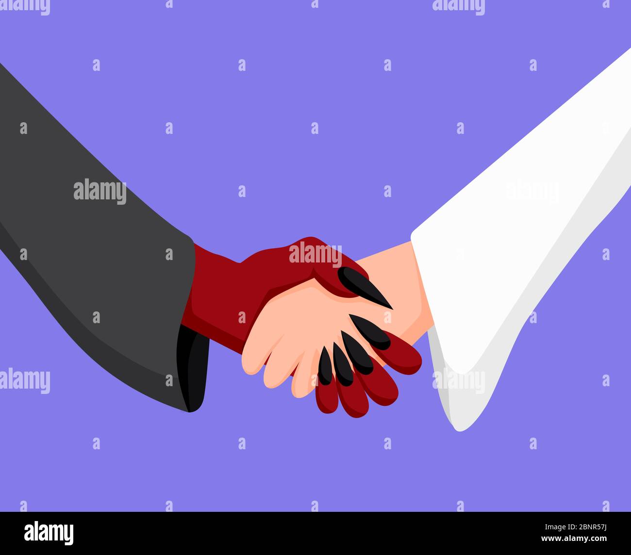 Angel and demon handshake. Deal between enemies cooperation between ...