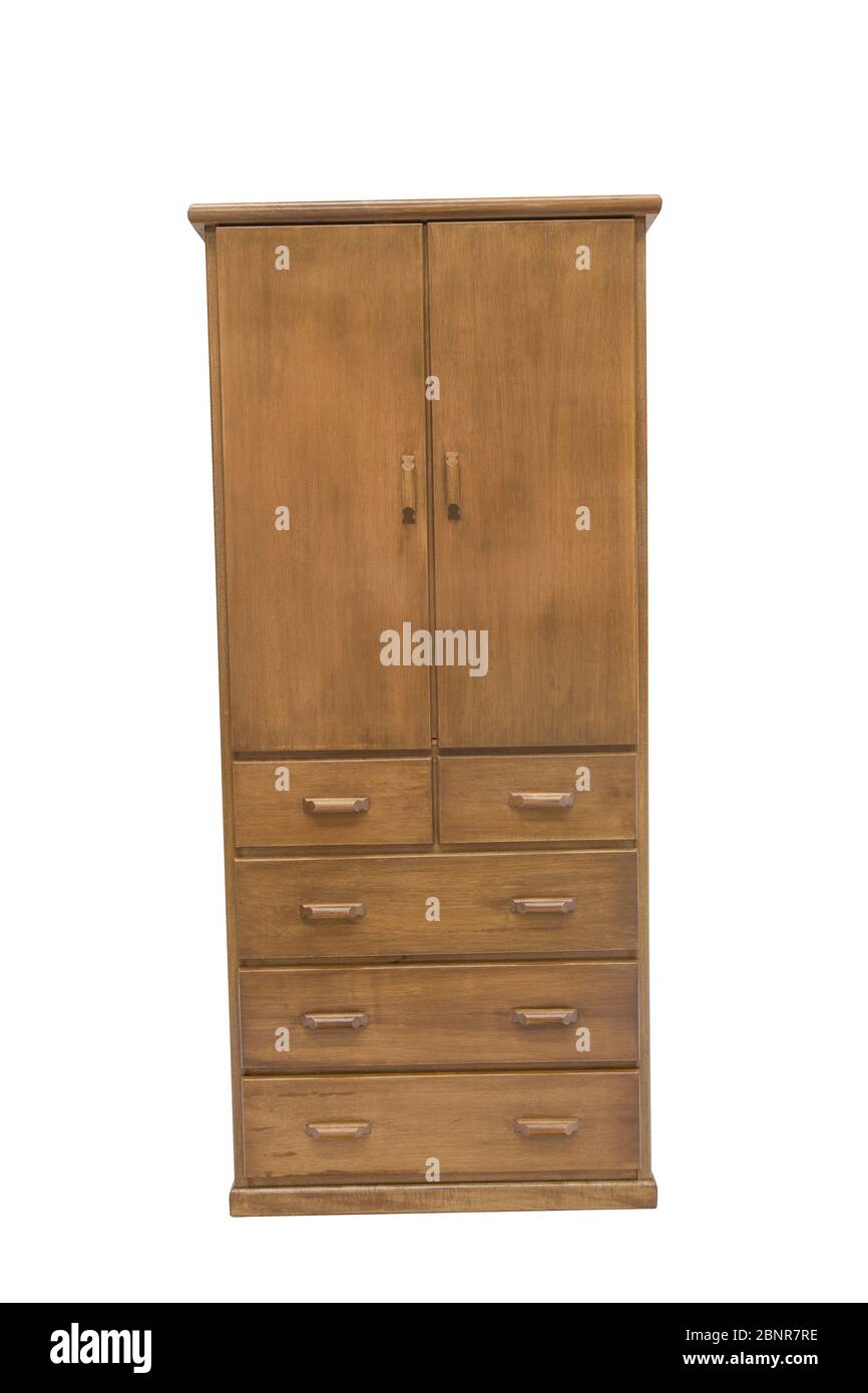Wooden wardrobe isolated on white background Stock Photo - Alamy