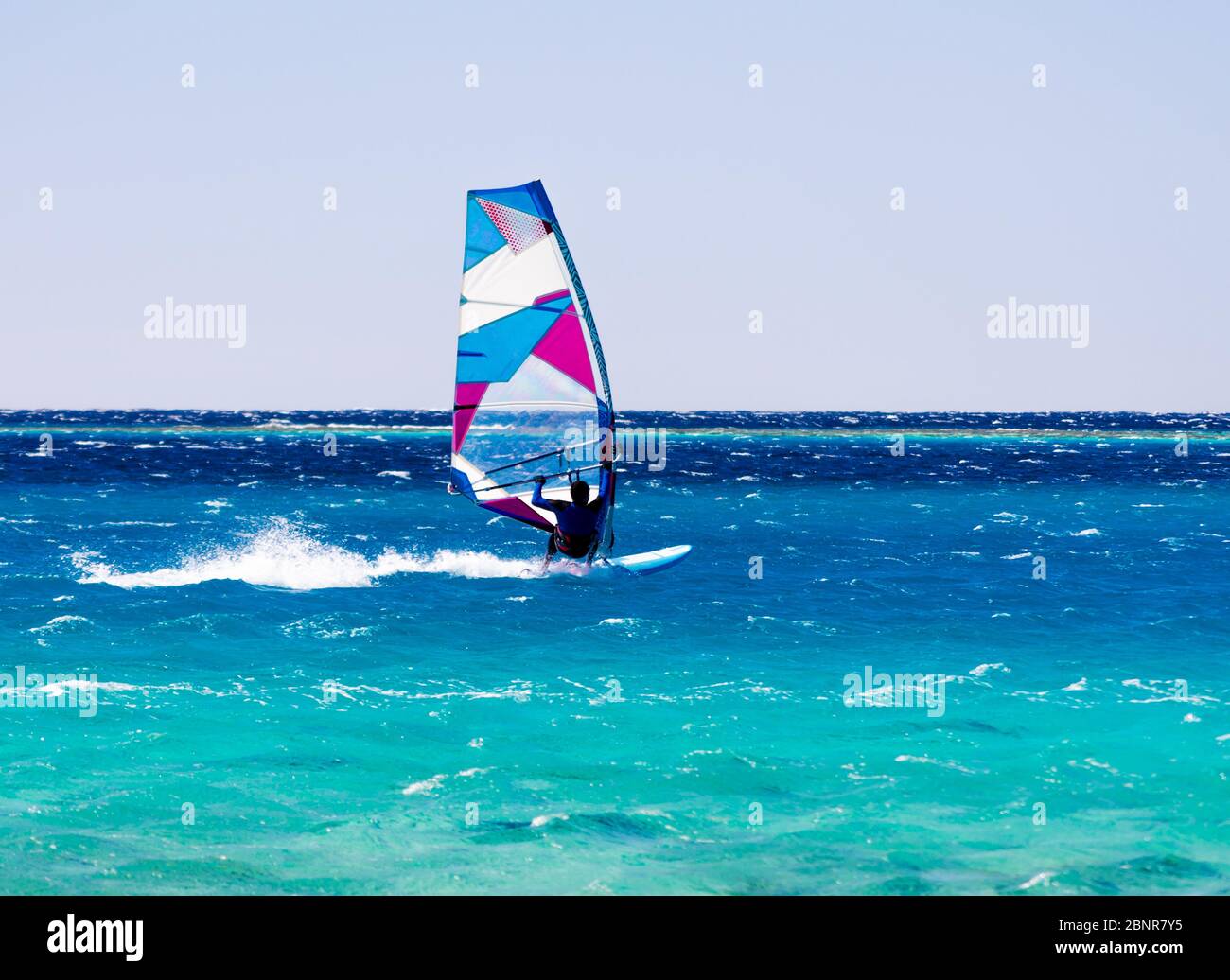 Windsurfer blue white sail hi-res stock photography and images - Alamy