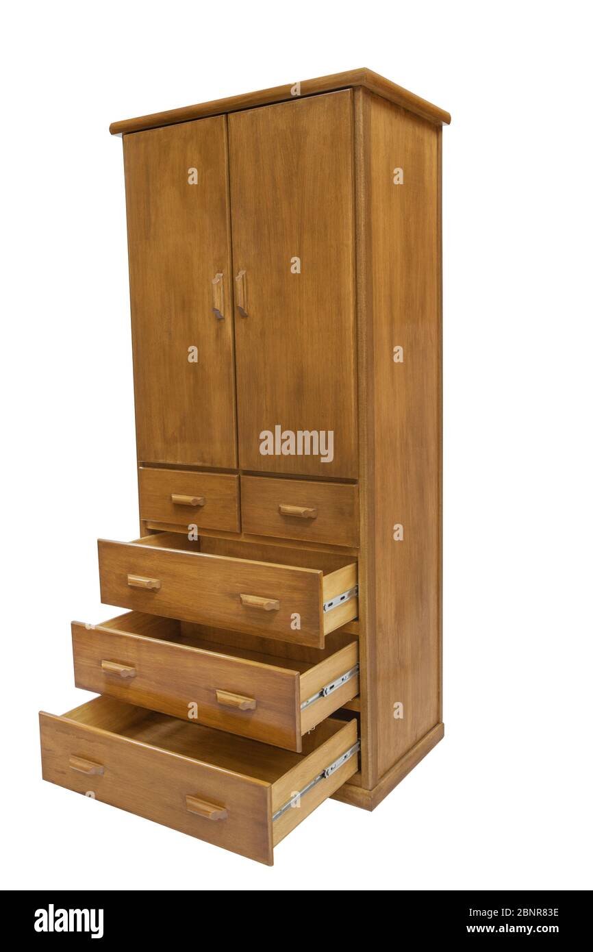Wooden wardrobe isolated on white background Stock Photo - Alamy