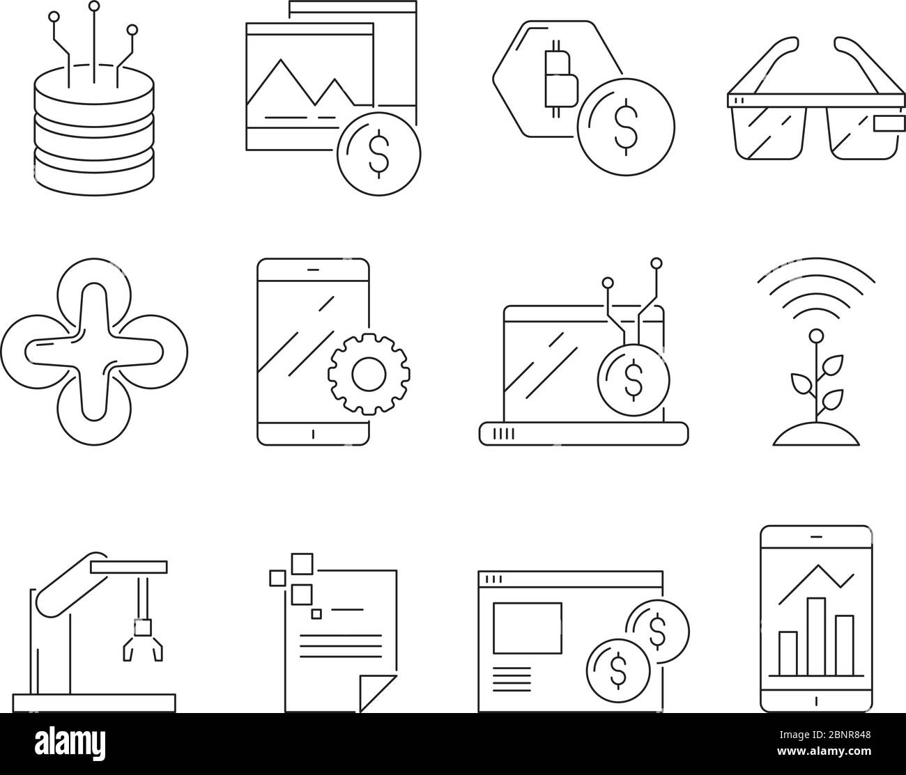 Business and technology icons. Software program sync internet network ...