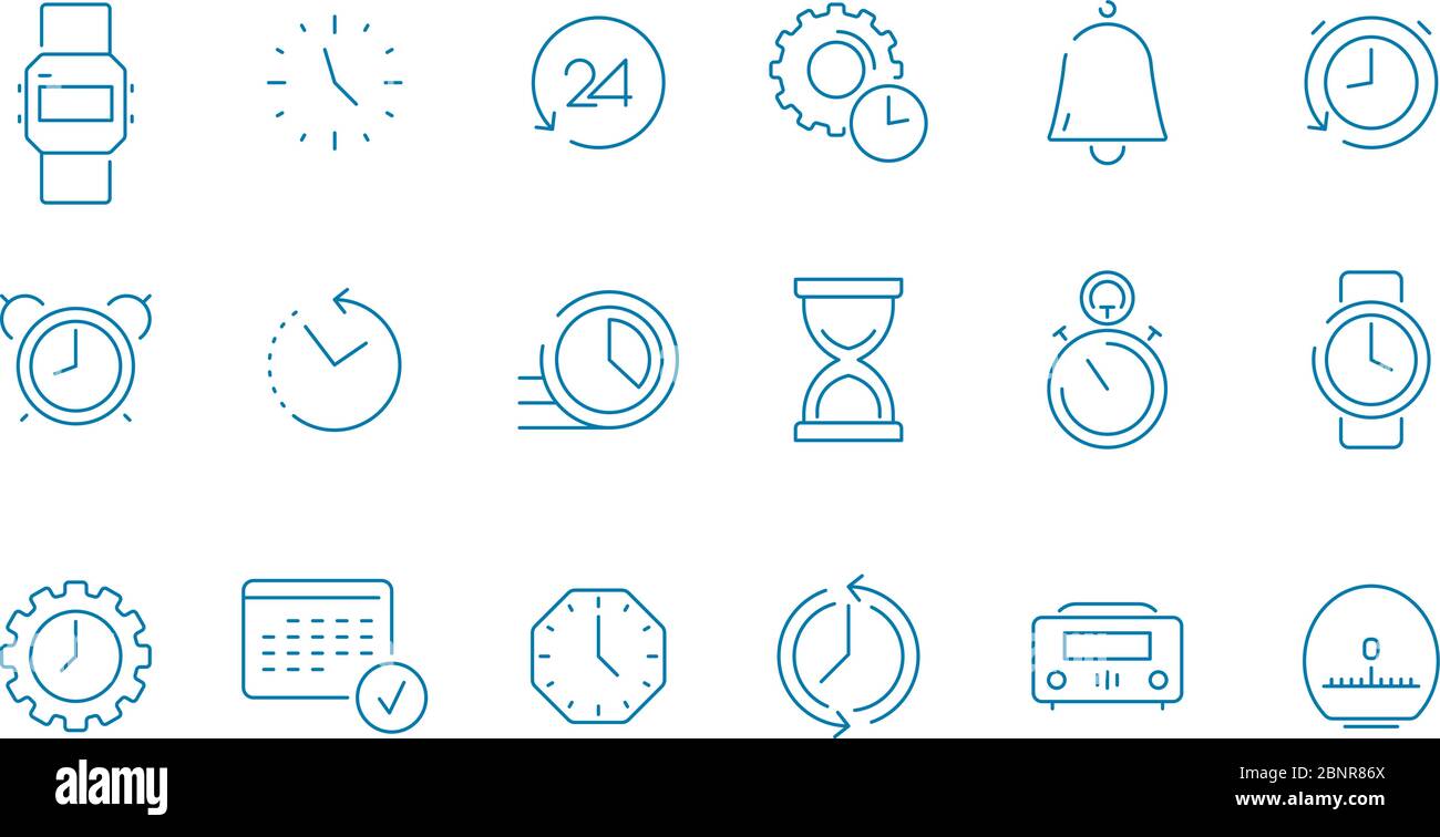 Clock pictogram set. Fast time management computer timing calendar ...