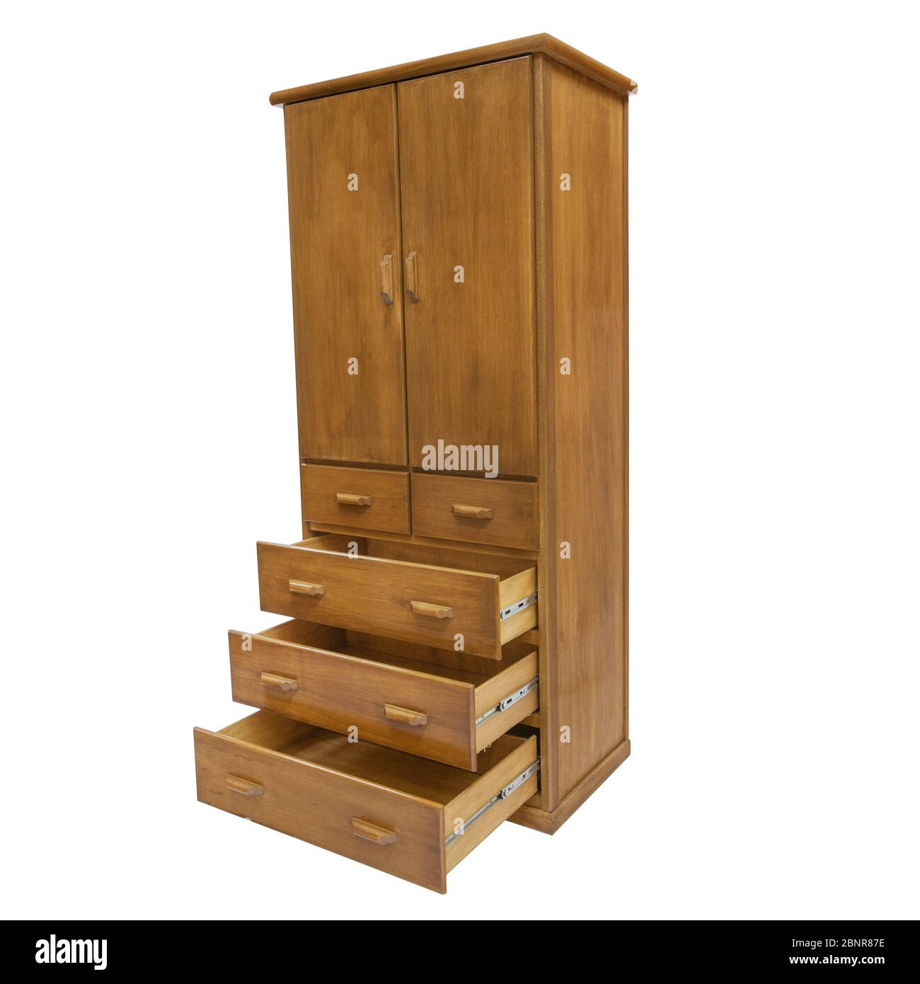 Wooden wardrobe isolated on white background Stock Photo - Alamy