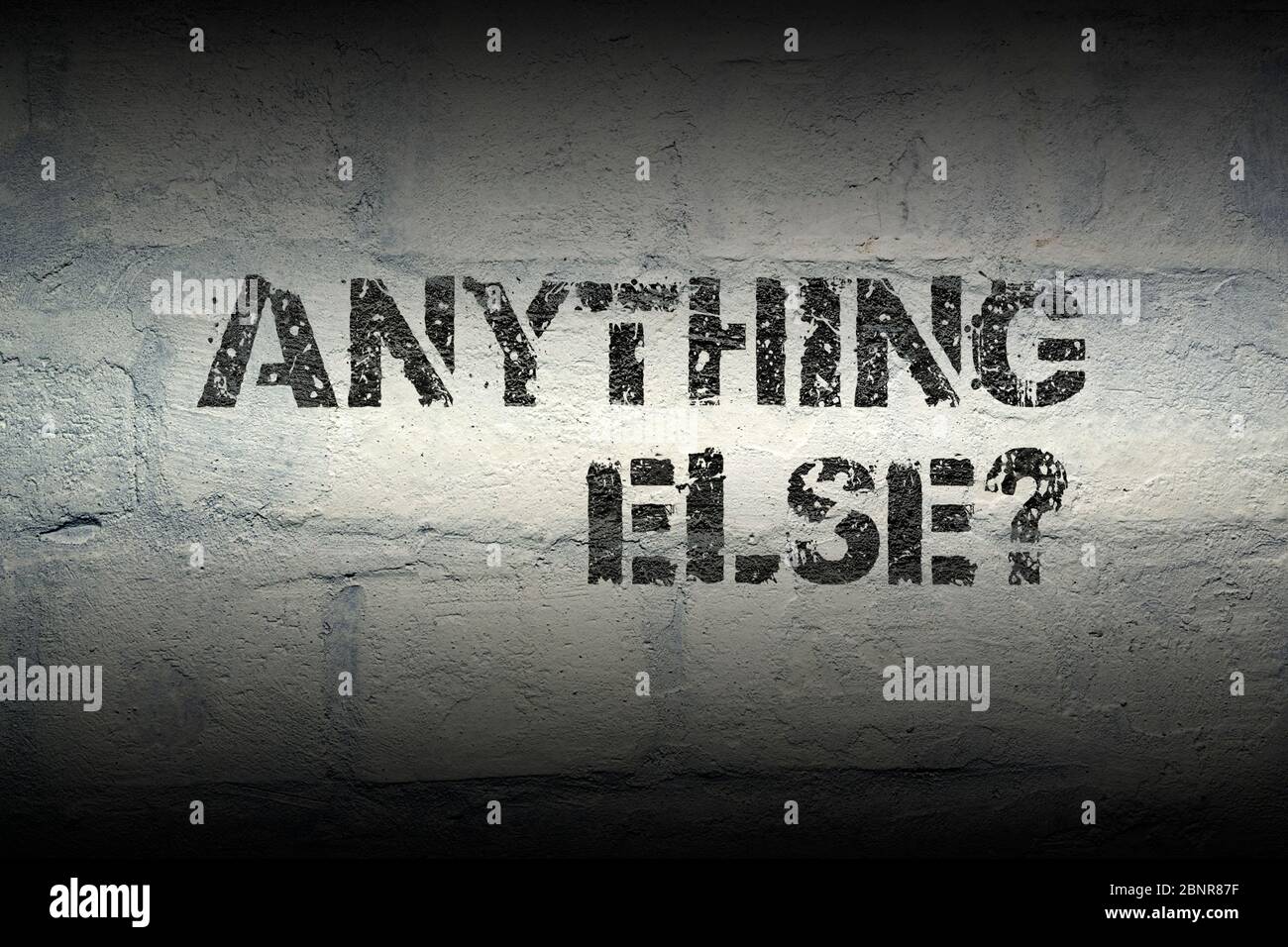 anything else question stencil print on the grunge white brick wall ...
