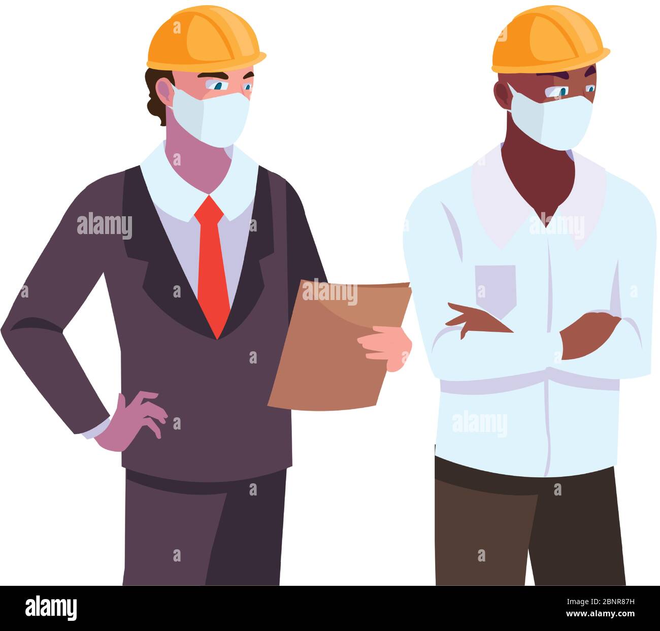 civil engineers with pollution masks vector illustration design Stock ...