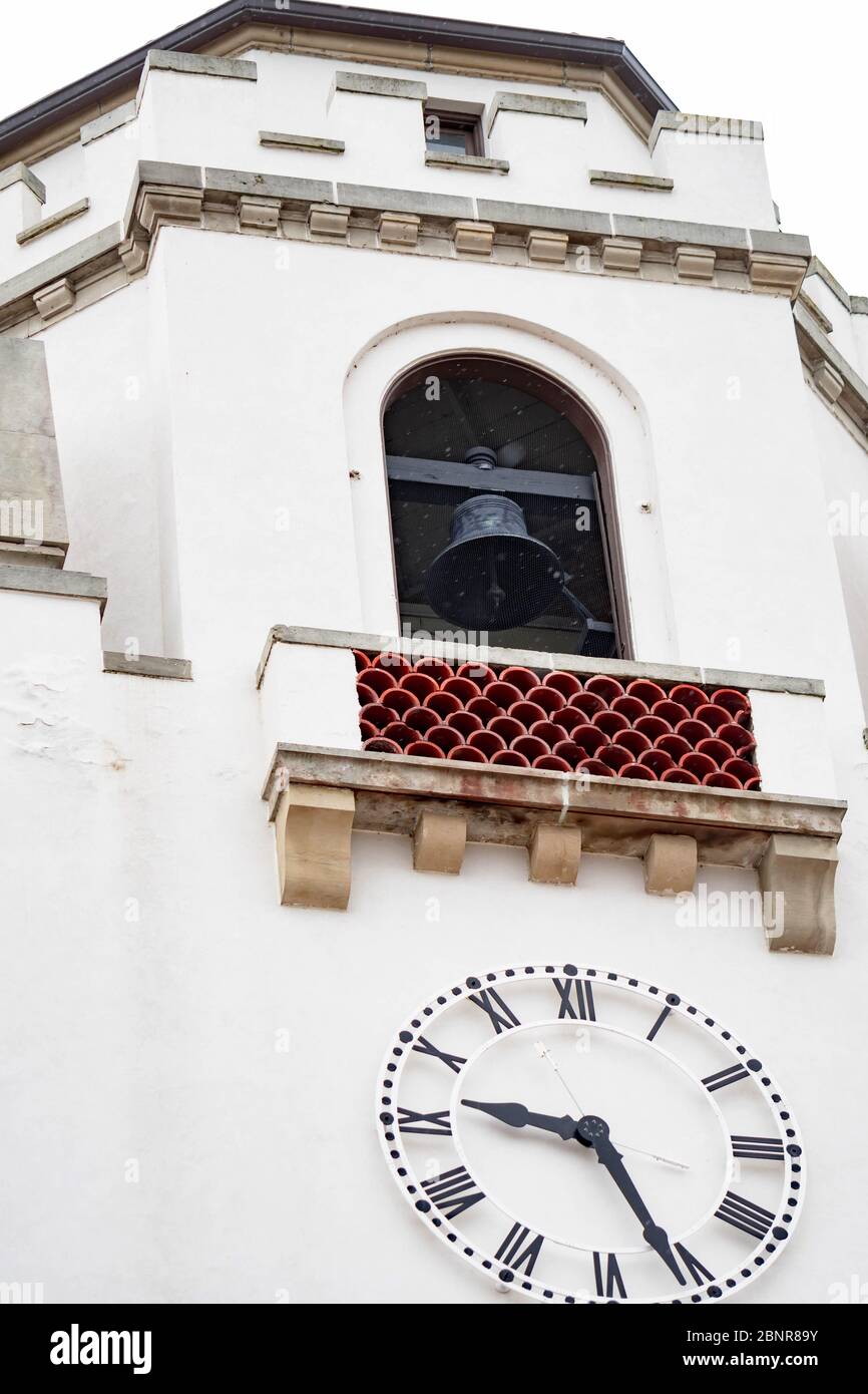 Train Depot clock tower and city of Boise Idaho, USA, March 30, 2020 ...