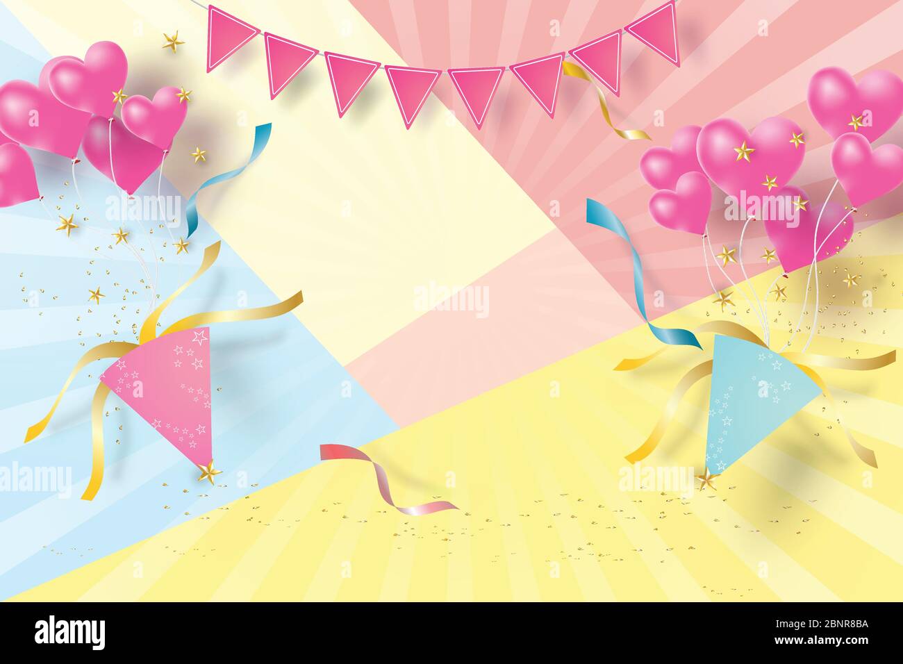 Paper art of Happy birthday elements background vector design for ...