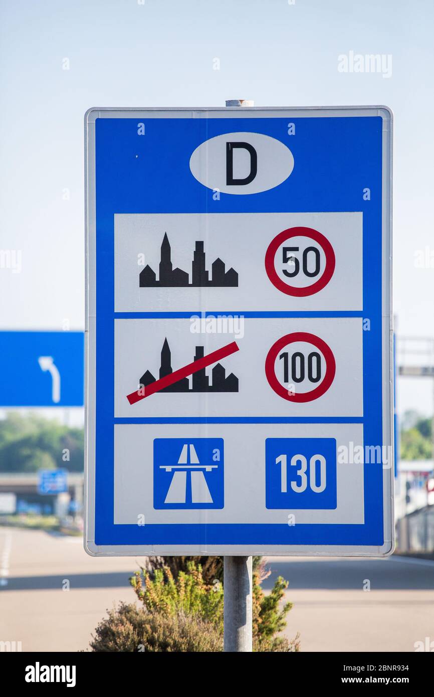 Weil Am Rhein, Germany. 16th May, 2020. A sign at the Weil am Rhein ...