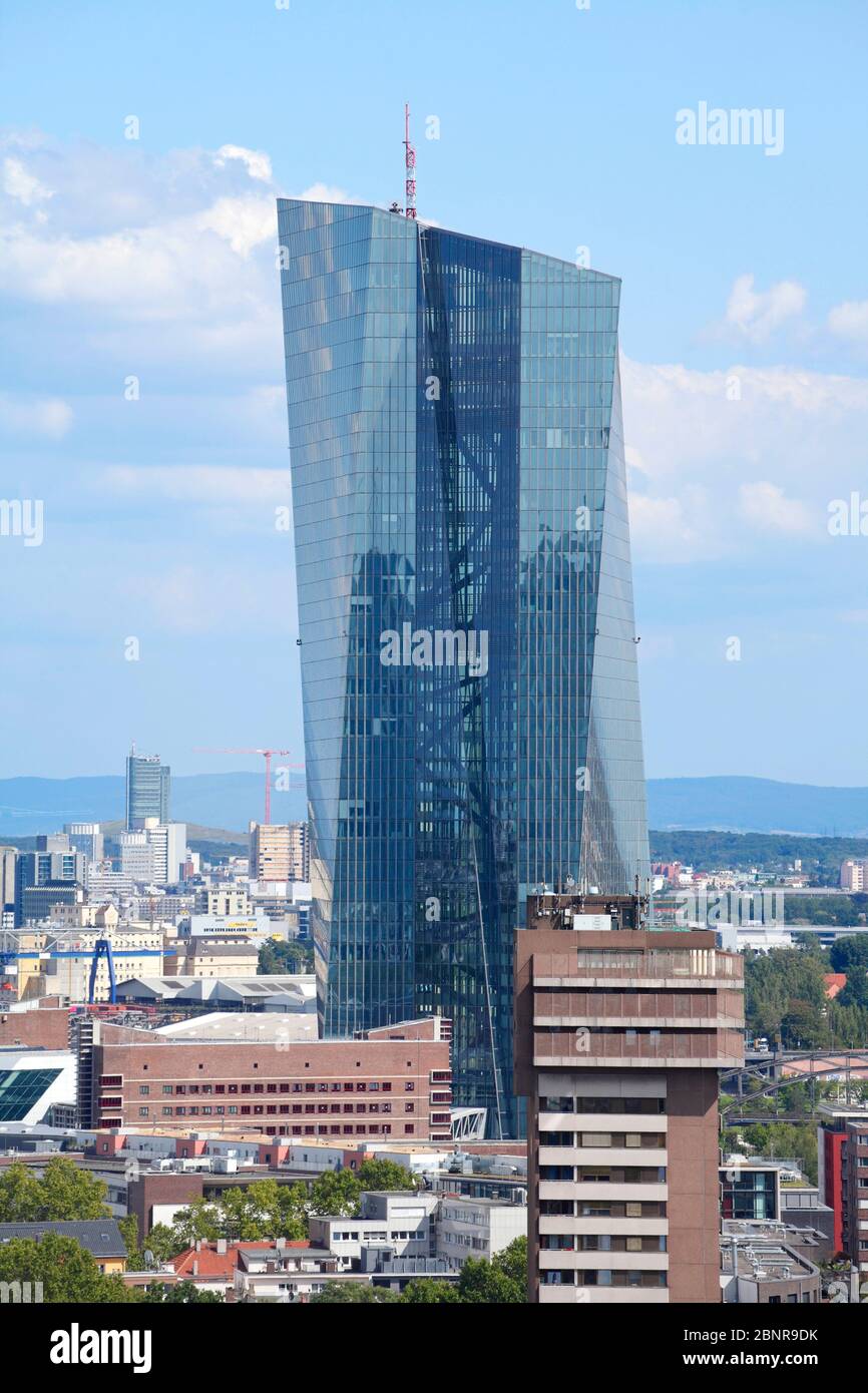 ECB skyscraper and modern apartment buildings, Frankfurt am Main, Hesse ...