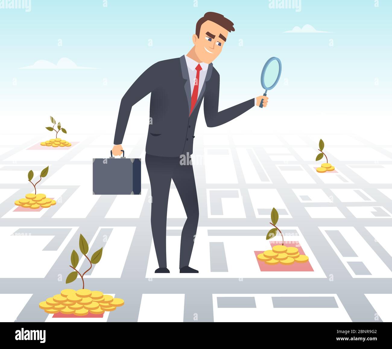 Cartoon illustration man searching map hi-res stock photography and ...