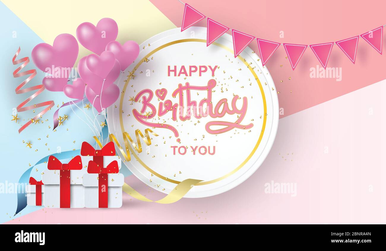 Paper art of Happy birthday elements background vector design for ...