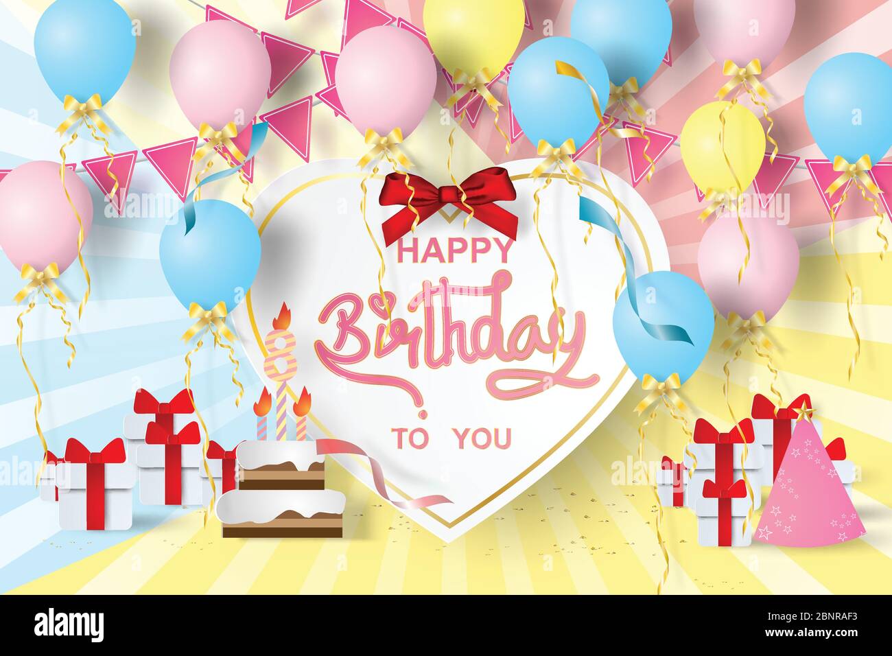 Paper art of Happy birthday elements background vector design for ...