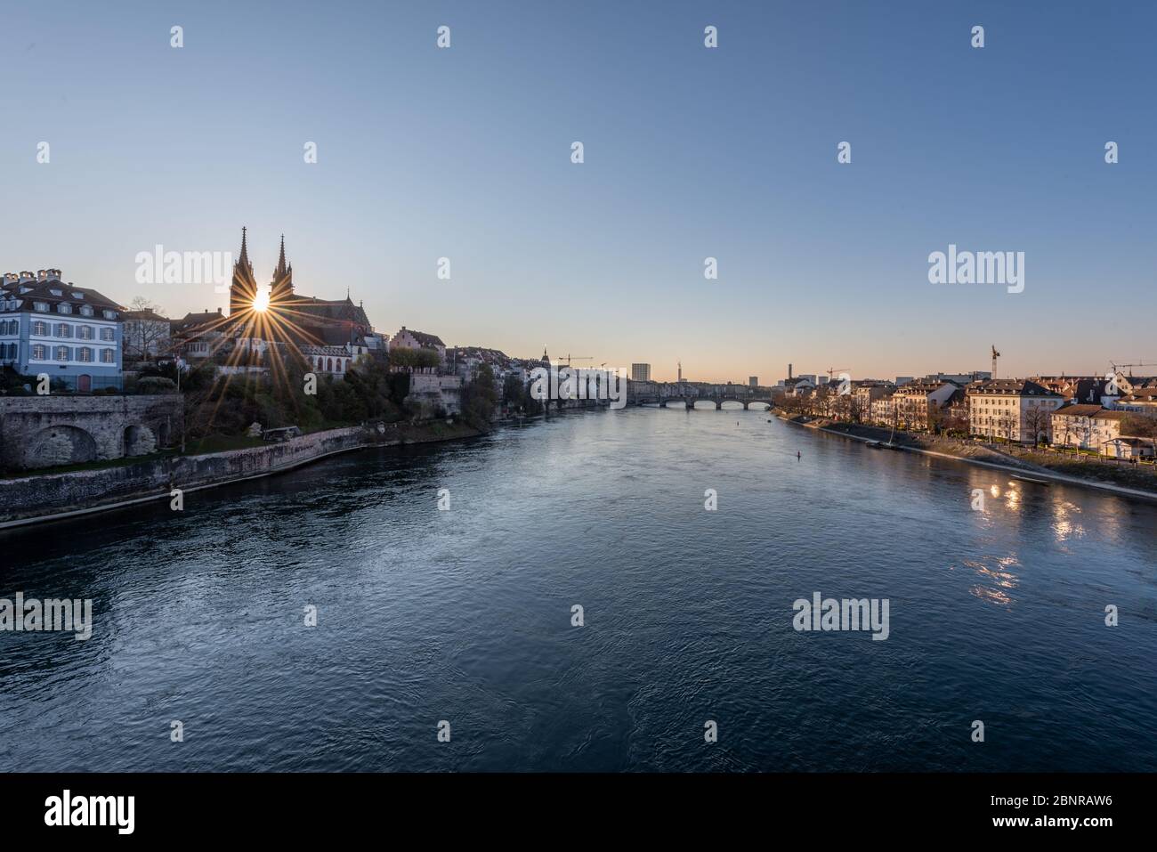 Sunset at the Rhine river in Basel, Switzerland Stock Photo - Alamy