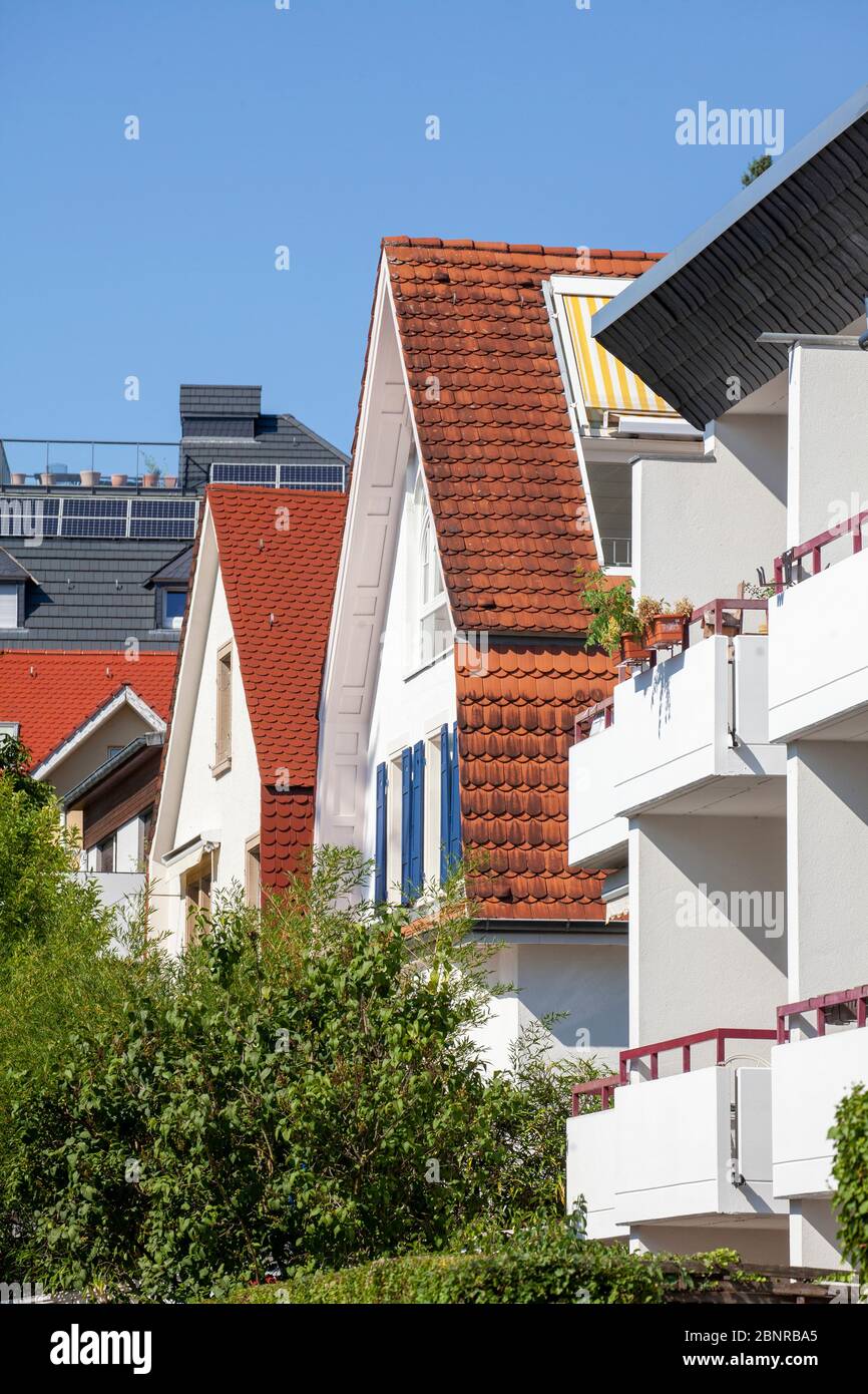 Old and modern apartment buildings, Heidelberg, Baden-Württemberg ...