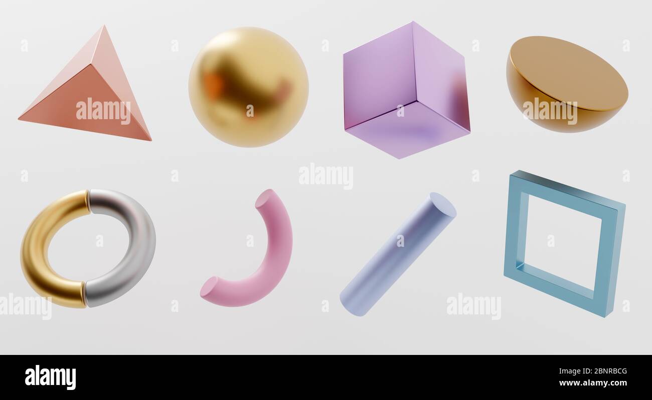 3D Rendering Primitive Shape Object Isolated. Minimal Element Art Stock Photo - Alamy