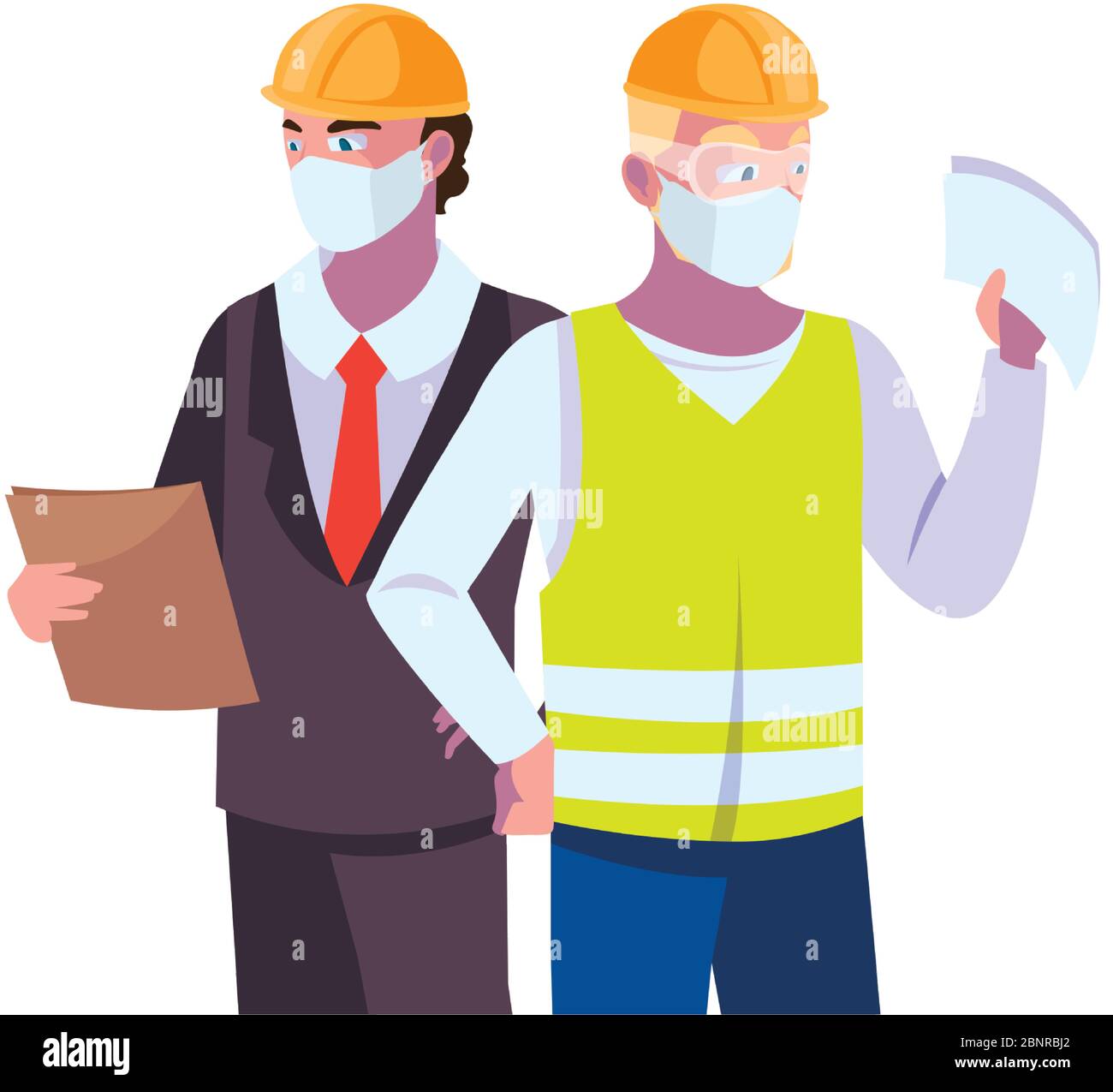 civil engineers with pollution masks vector illustration design Stock ...
