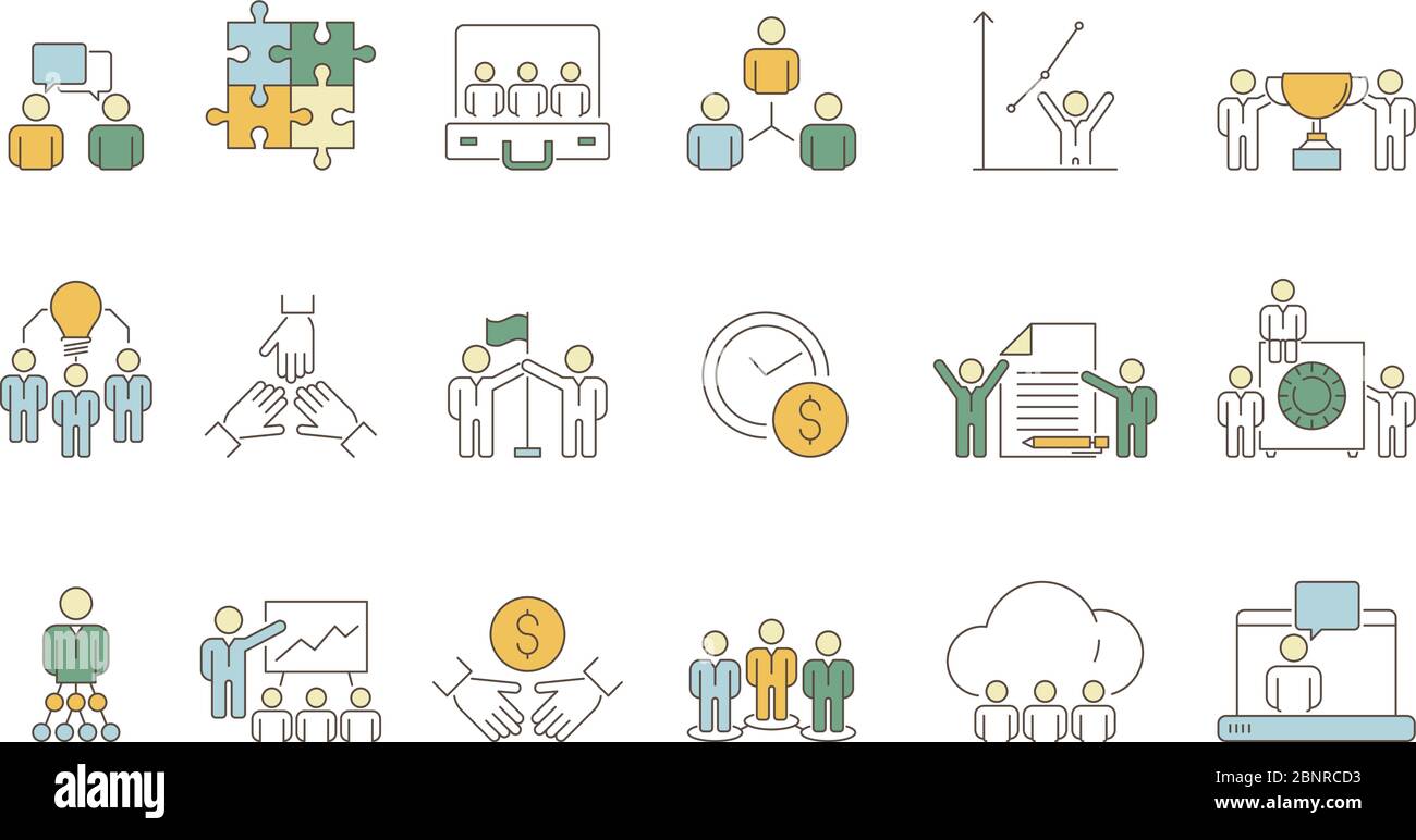 Business team symbols. Office work of peoples group organization ...