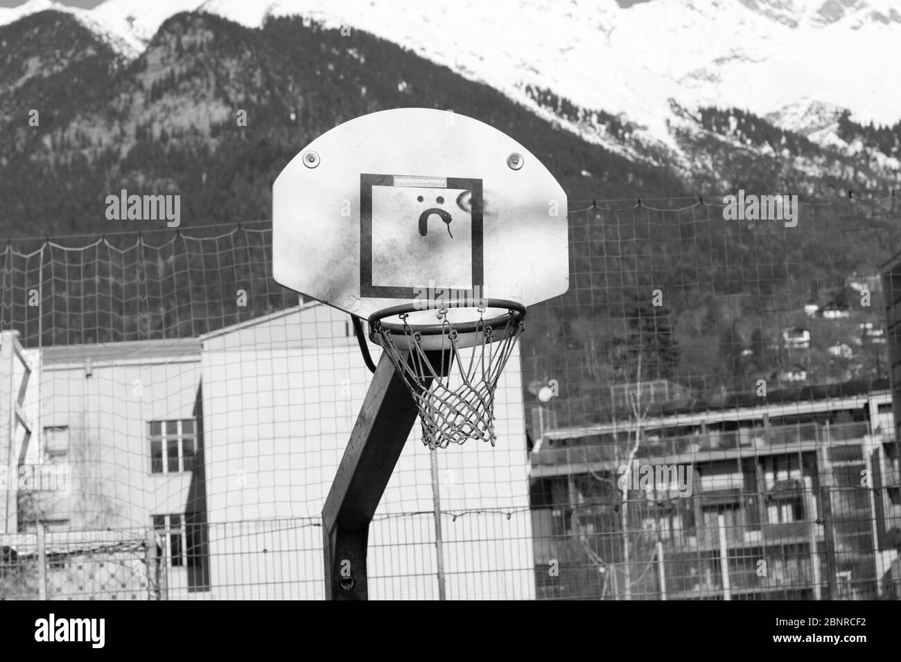 Basketball hoop with a sad face Stock Photo - Alamy