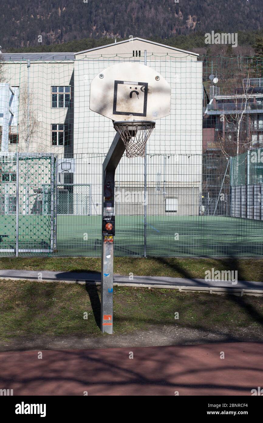 Basketball hoop with a sad face Stock Photo - Alamy