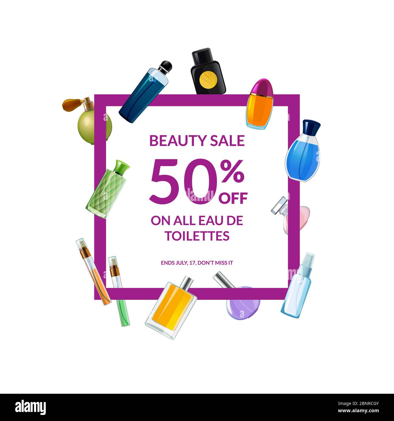 Vector perfume bottles frame with place for text illustration Stock ...